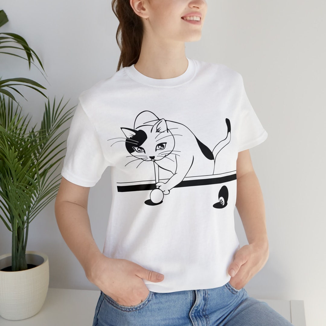 Cat Playing Billiards Pool Shirt, I Love Cats and Billiards Shirt, Men ...