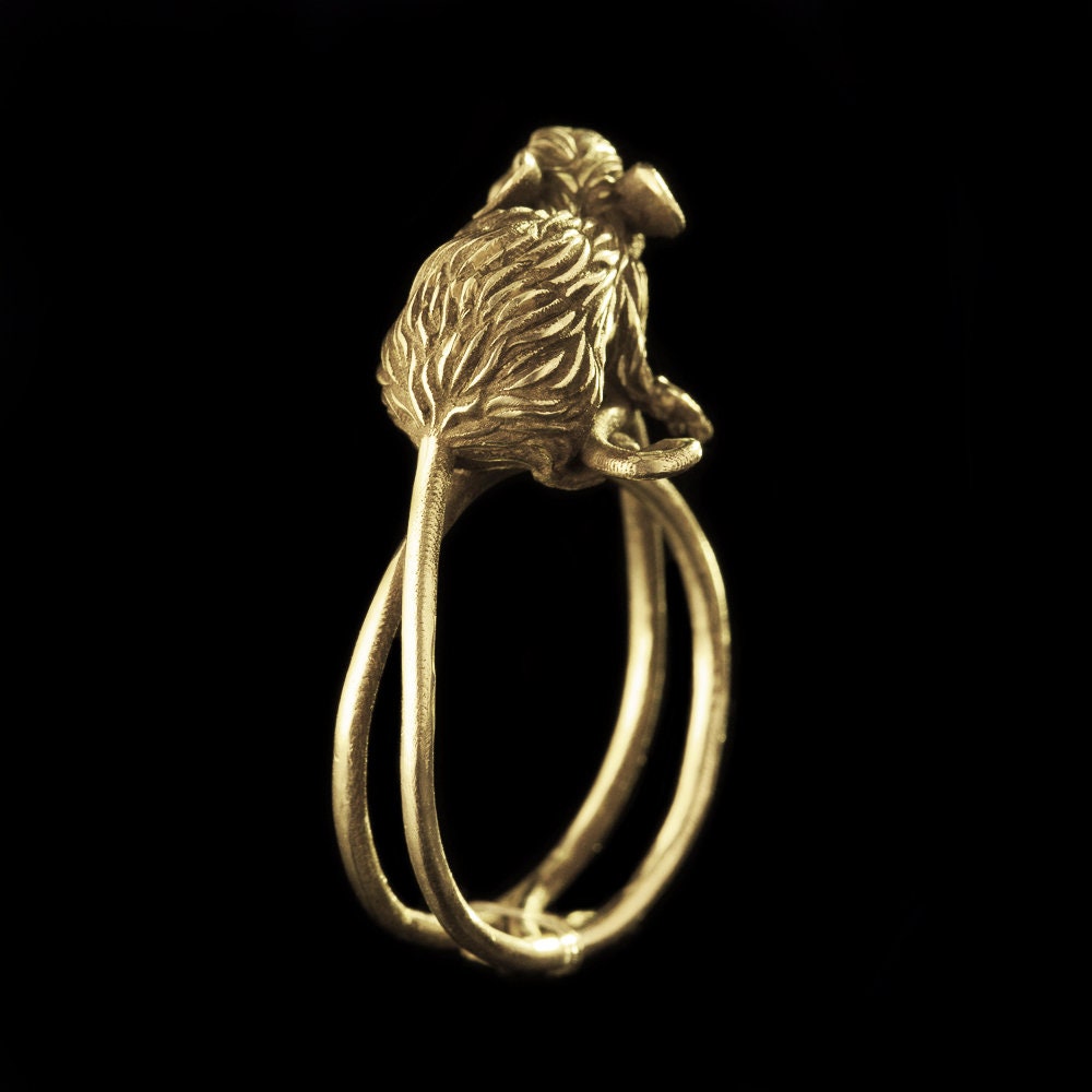 Mouse Rat 18kt Gold and Pearl Animal Ring - Etsy