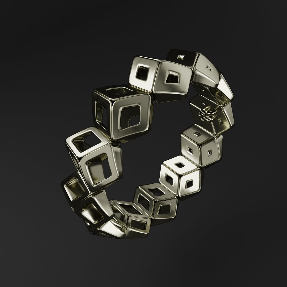 Parametric Cube Geometric Stack Band Ring - Etsy
