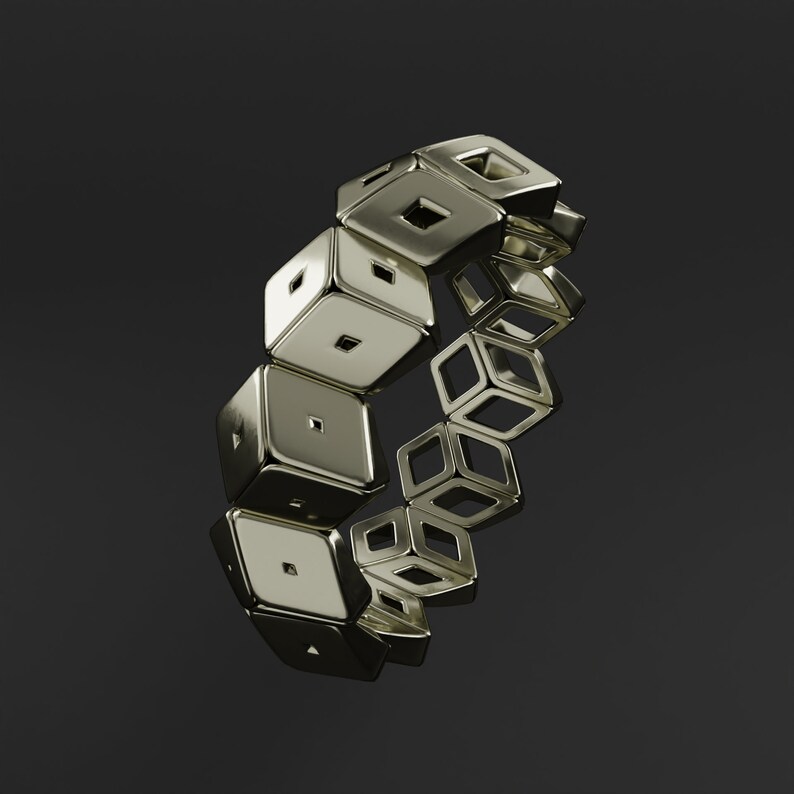 Parametric Cube Geometric Stack Band Ring - Etsy