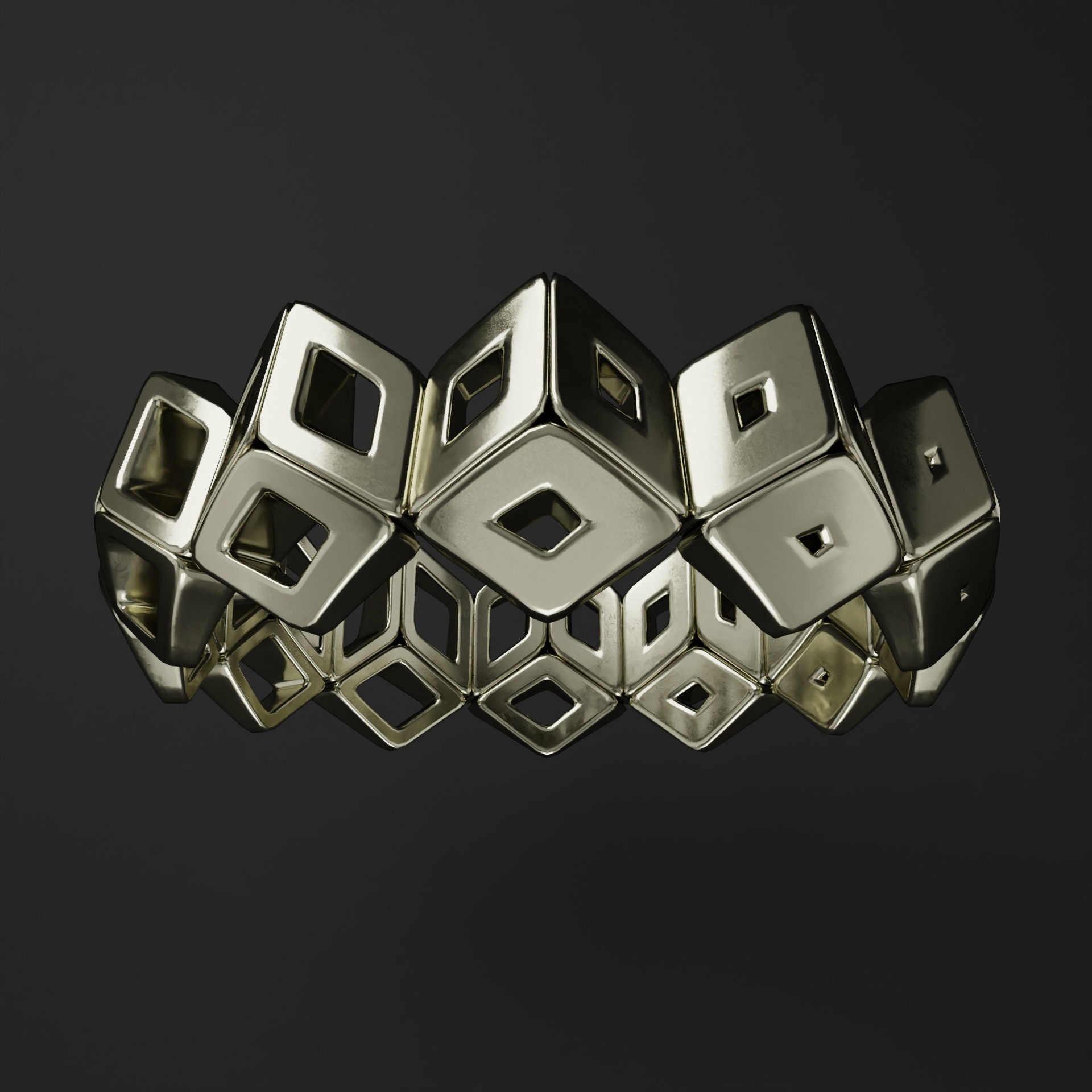 Parametric Cube Geometric Stack Band Ring - Etsy