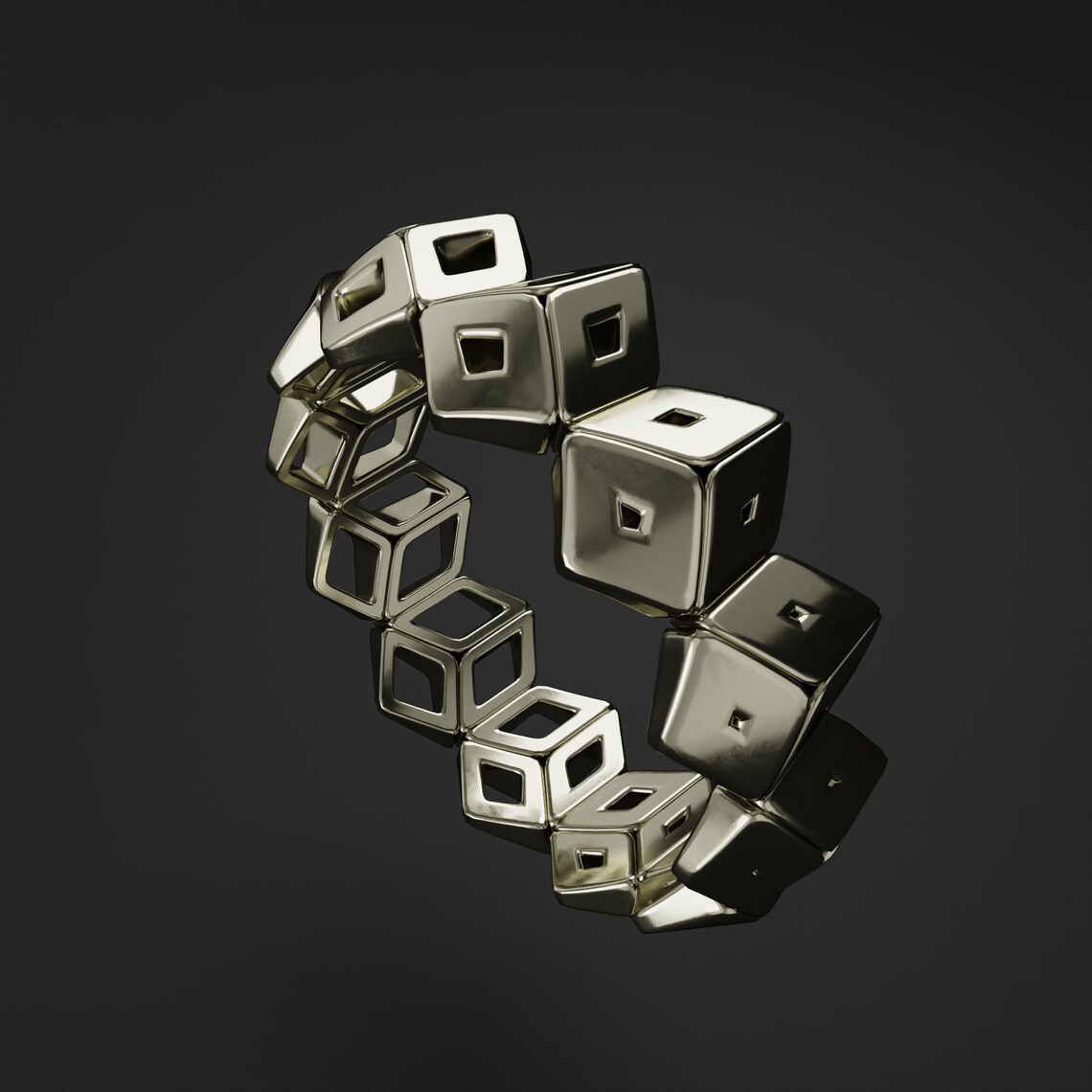 Parametric Cube Geometric Stack Band Ring - Etsy