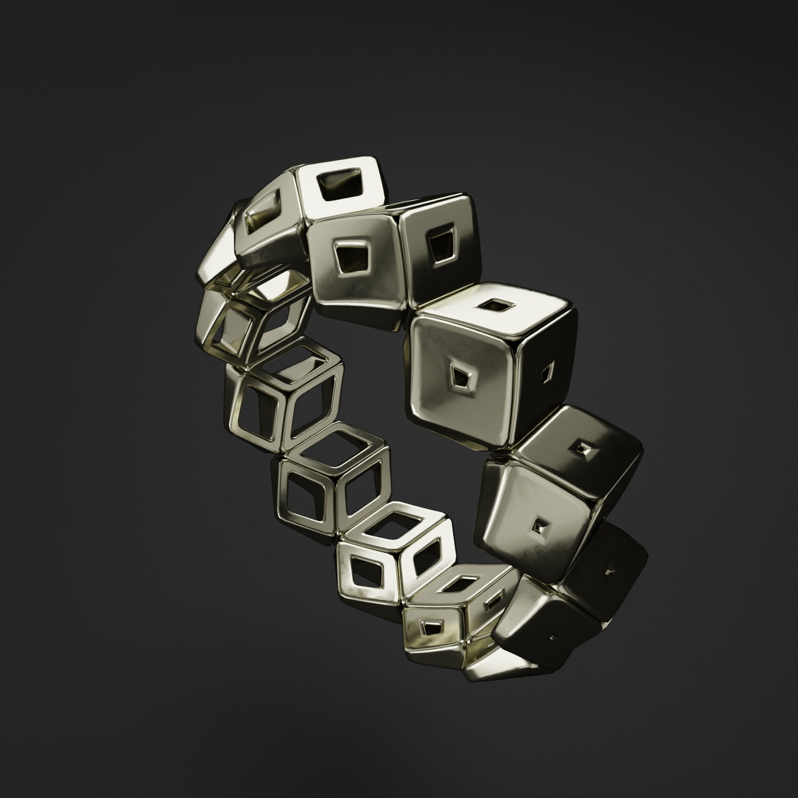 Parametric Cube Geometric Stack Band Ring - Etsy