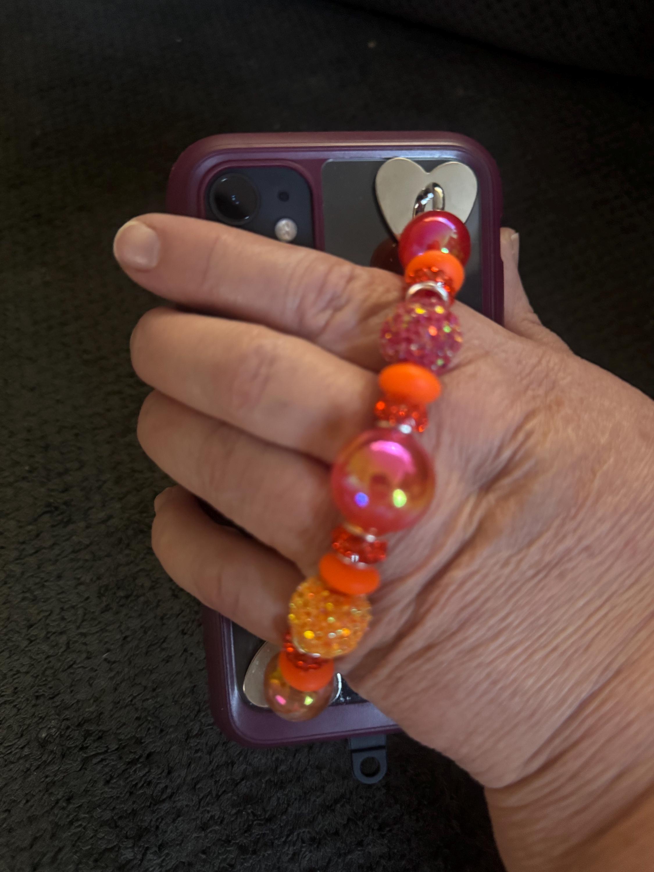 Beaded Cell Phone, iPad or Kindle Grip Strap Holder With Various ...