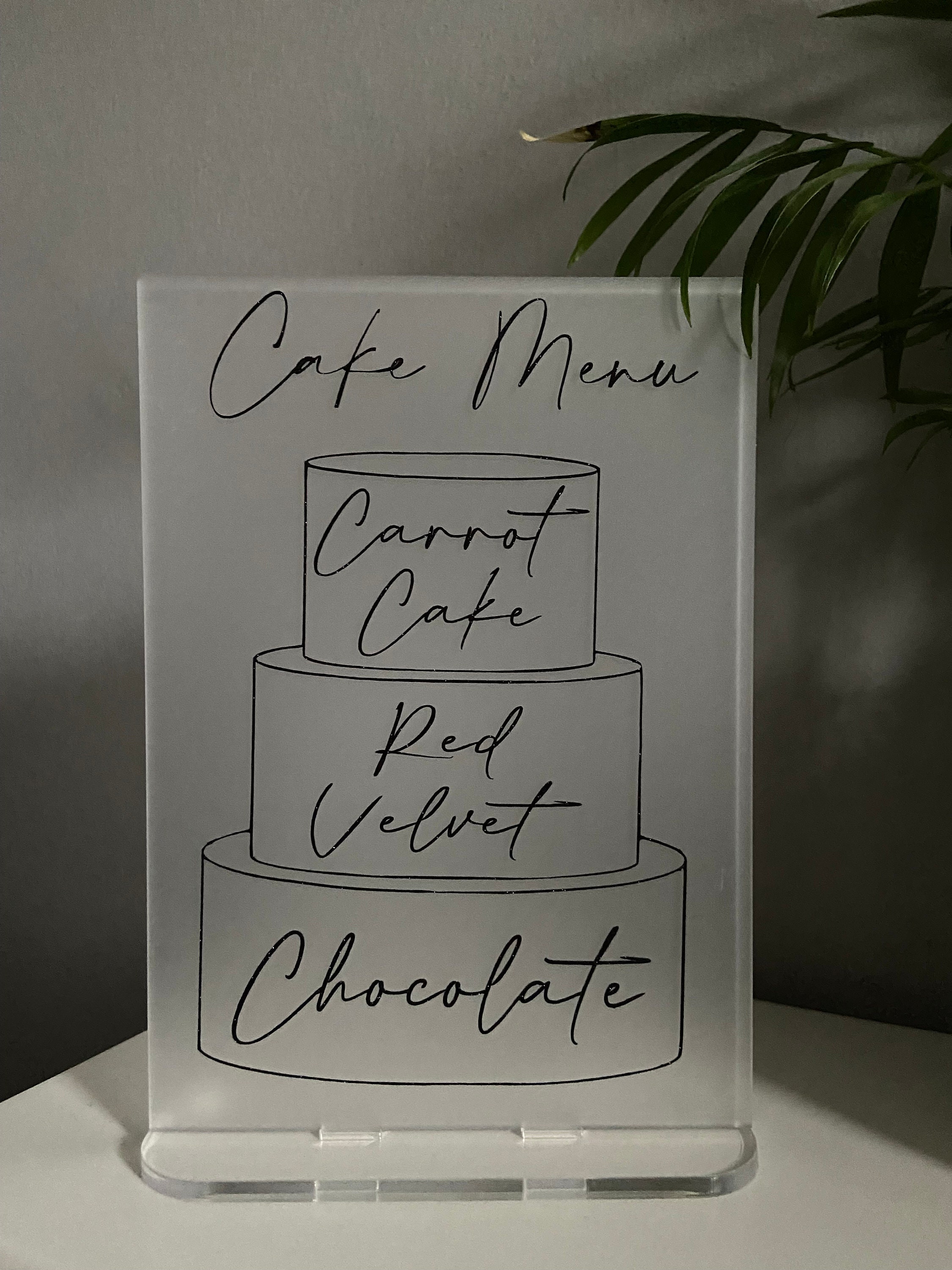 Cake Menu A5 Acrylic Sign Personalised Wedding Cake Sign - Etsy UK