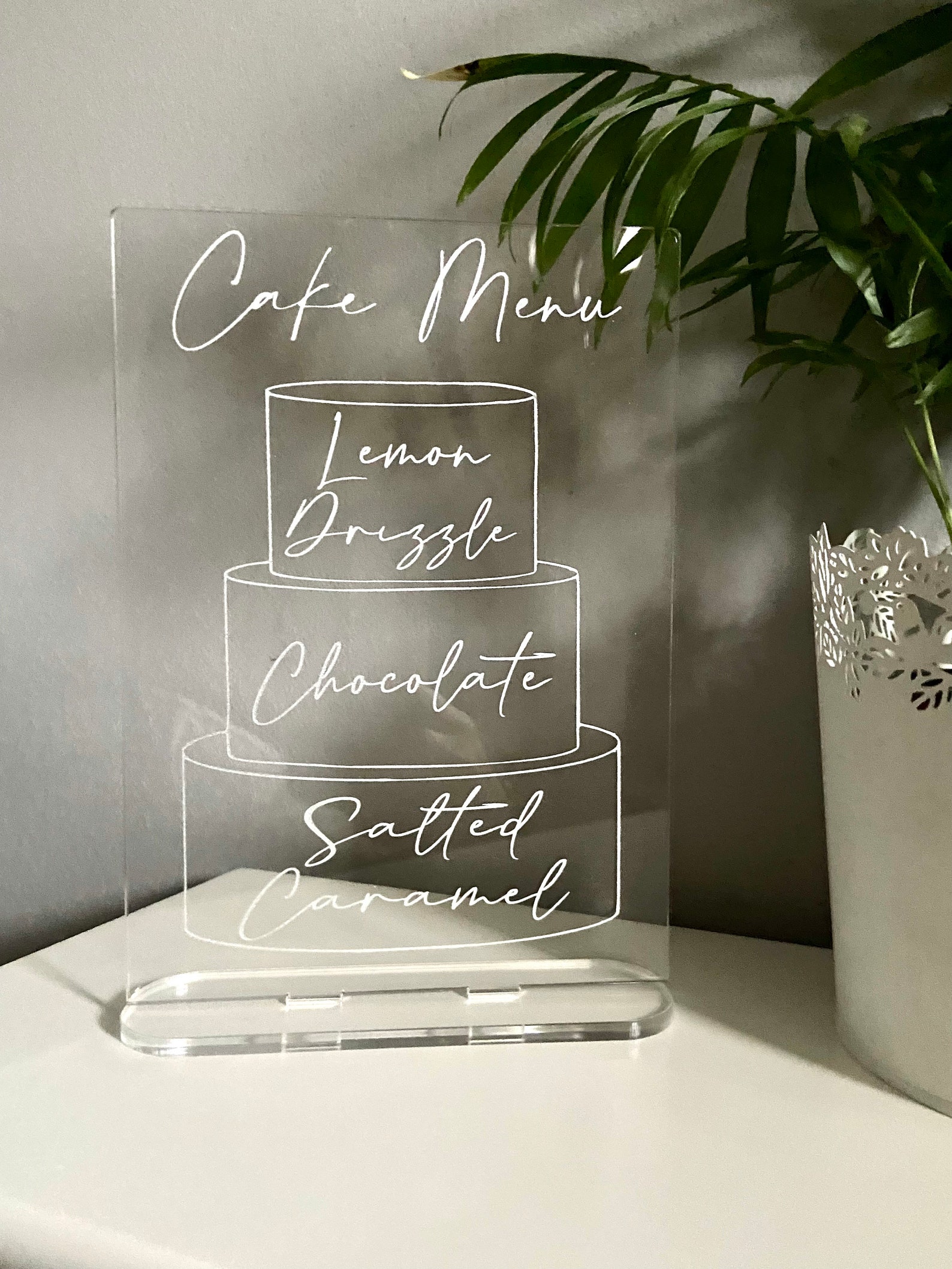 Cake Menu A5 Acrylic Sign Personalised Wedding Cake Sign - Etsy UK