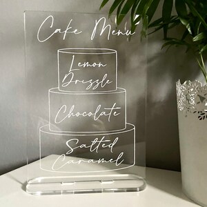 Cake Menu, A5 Acrylic Sign, Personalised Wedding Cake Sign, Birthday ...