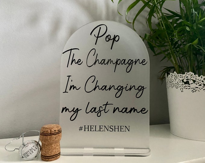 Hen Party Sign, Pop the Champagne, Hen Do, Acrylic Hen Do Sign ...