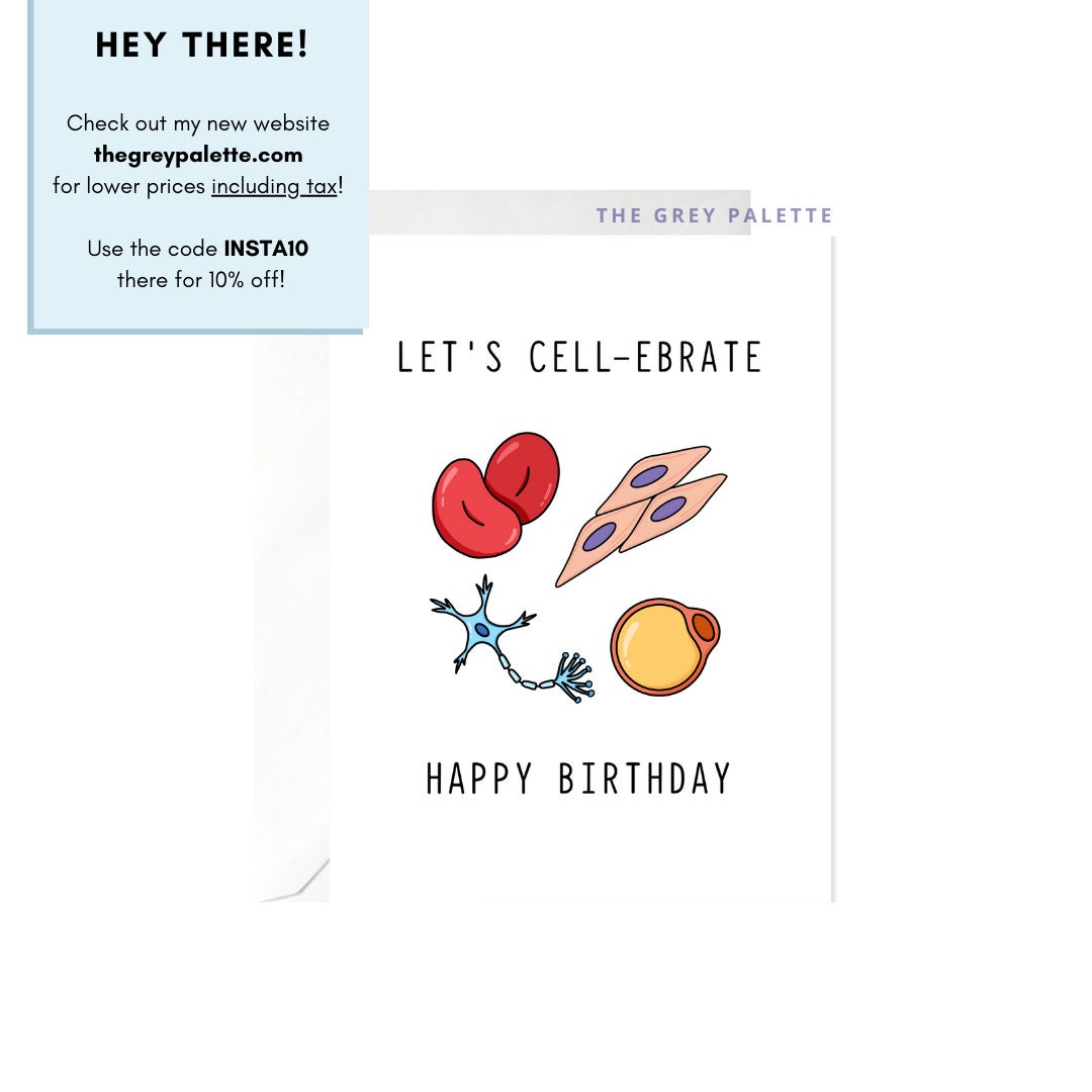 Let's Cell-ebrate, Science Birthday Card, Science Pun Card, Funny ...