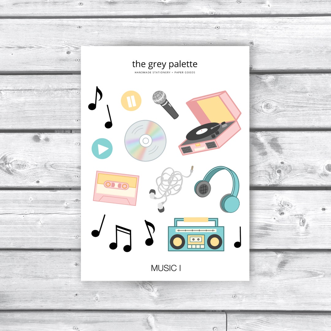Music Sticker Sheet, Bullet Journal Music Stickers , Bullet Journal ...