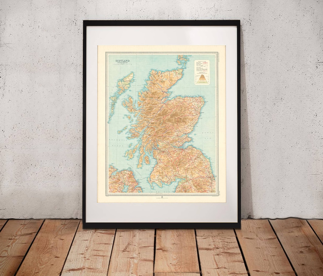Scotland Map Wall Art Print | Year 1912 | Unframed Map Art Print ...