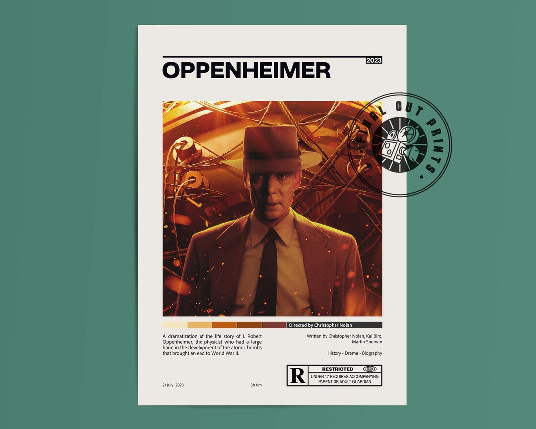 Movie Poster Digital Print Oppenheimer Film Vintage Cinema Wall Art ...