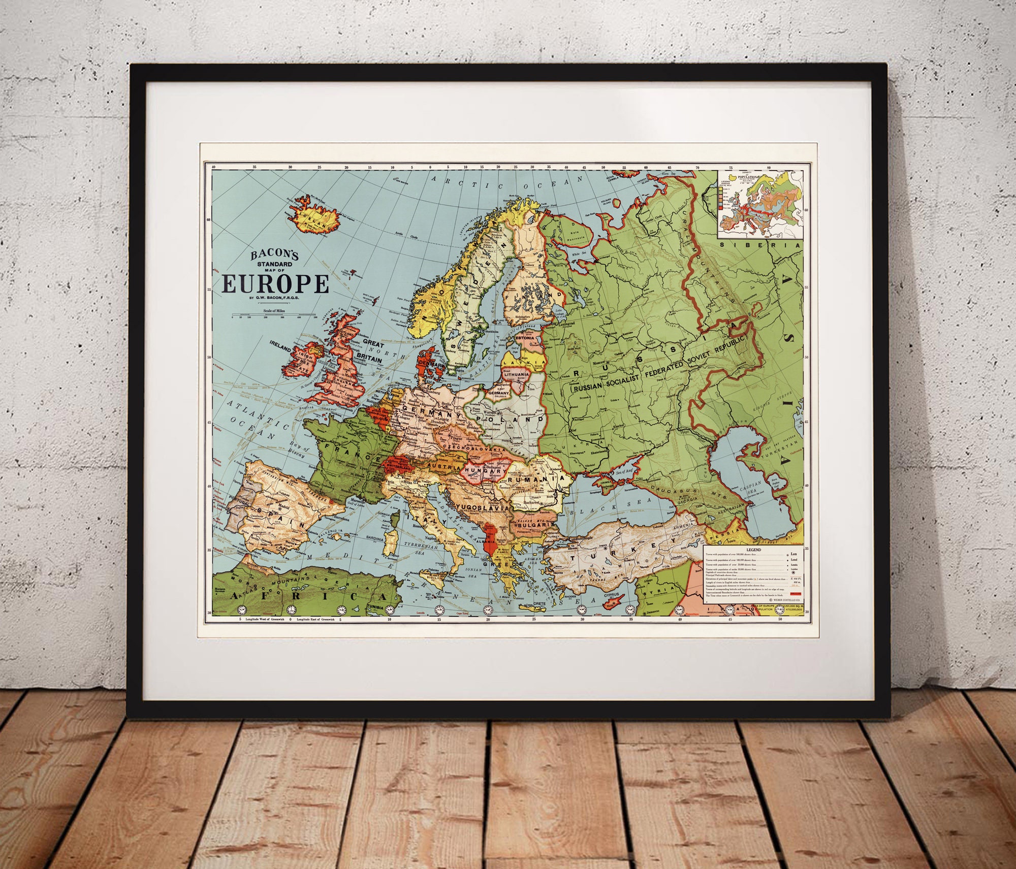 Europe Map Wall Print Unframed Map Art Print Poster Vintage Wall Décor ...