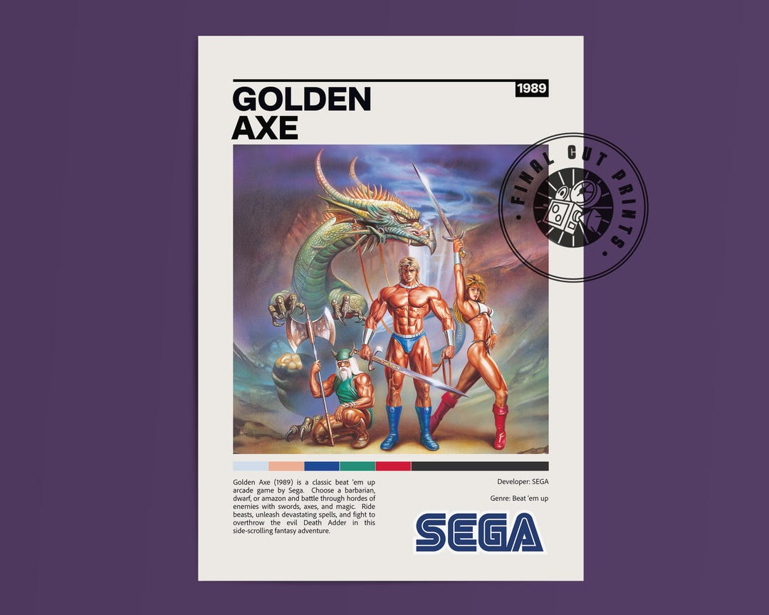 Golden Axe Sega Game Poster Digital Print Arcade Video Game Retro Gamer