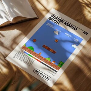Super Mario Bros. Game Poster Digital Print | Nintendo Video Game ...