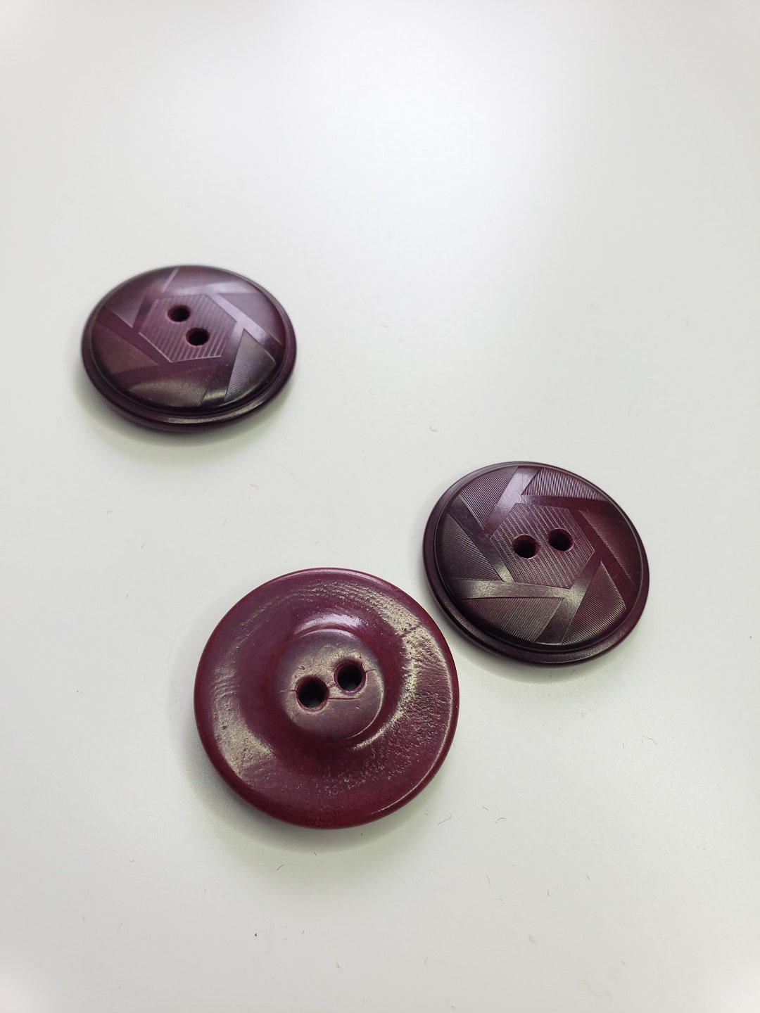 3 Count Burgundy Plastic Vintage Antique Buttons 25 Mm - Etsy