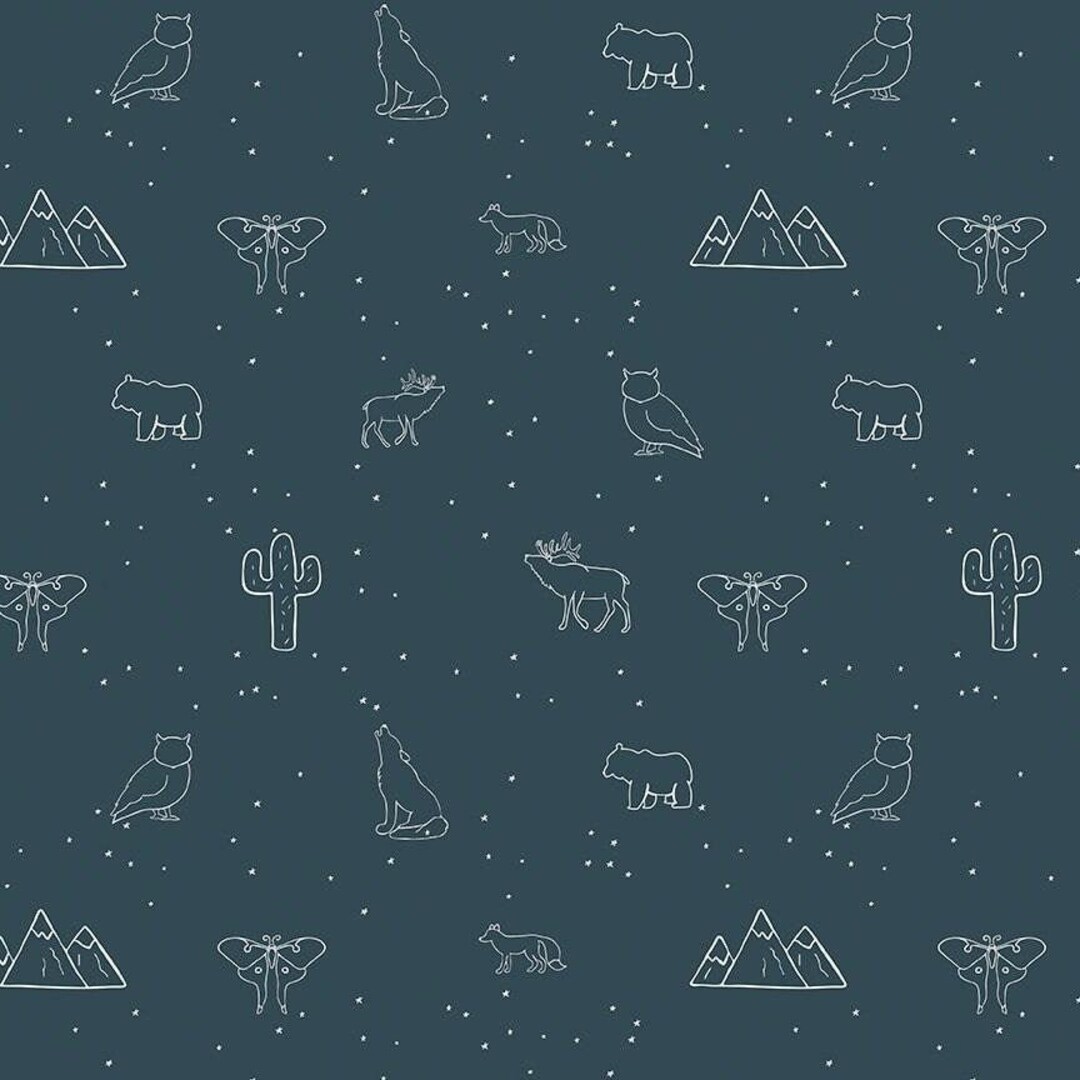 Beneath the Western Sky Starry Animals Dark Navy by Gracey Larson for ...
