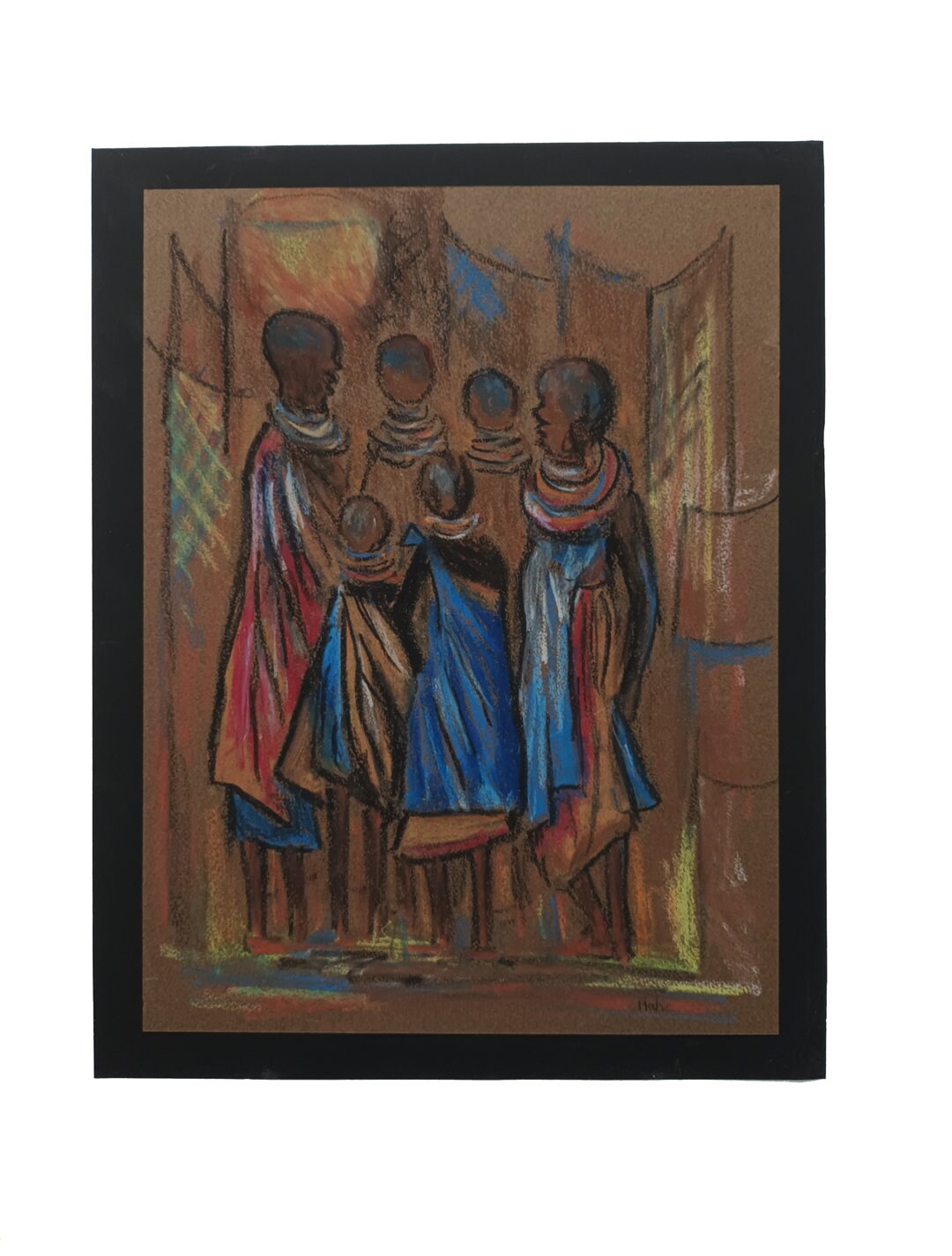 Masai Tribe Pastel Drawing: Original Kenya Wall Art (1990) - Etsy
