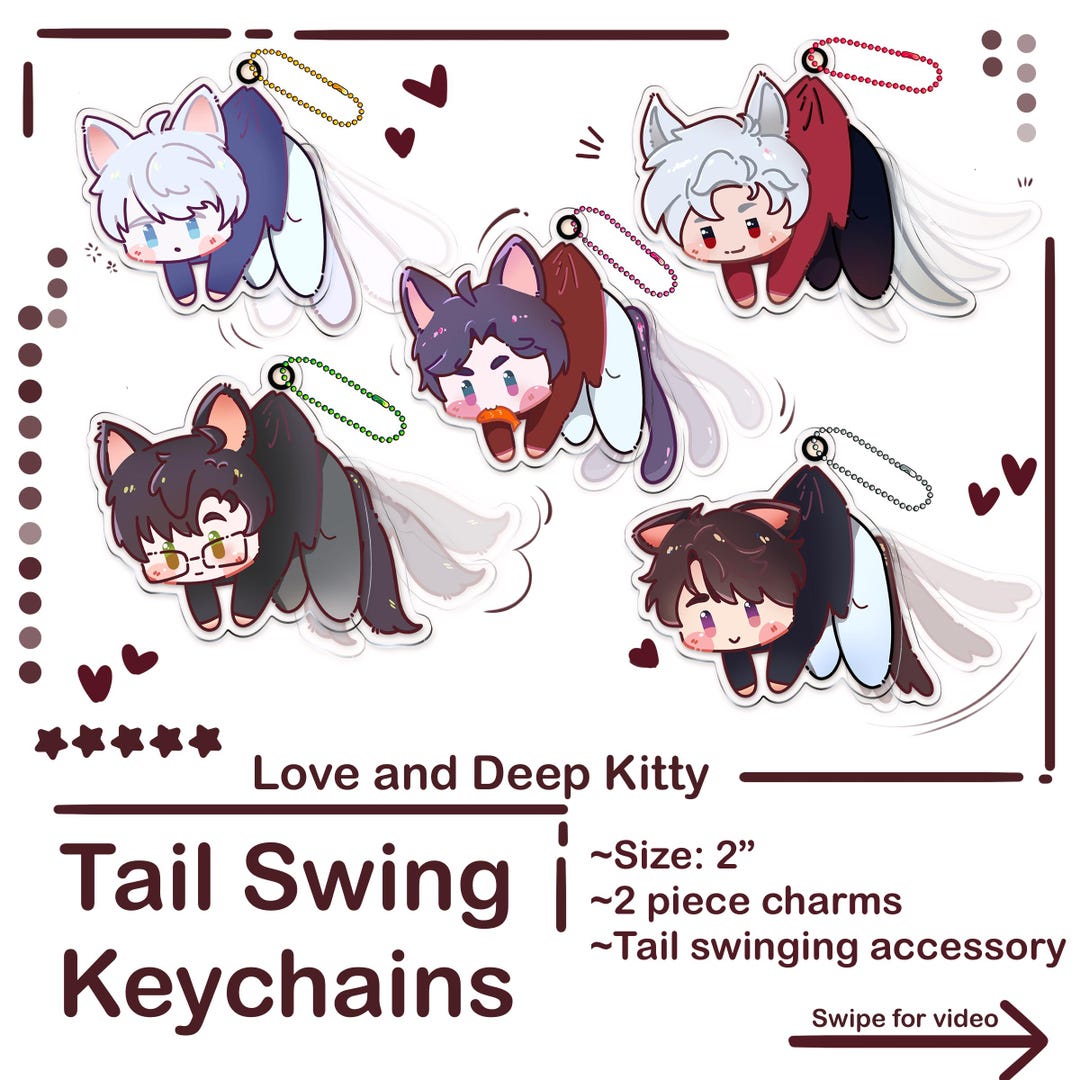 Cat Wiggle Tail Babies Love and Ur Chibi Space Acrylic Keychain ...