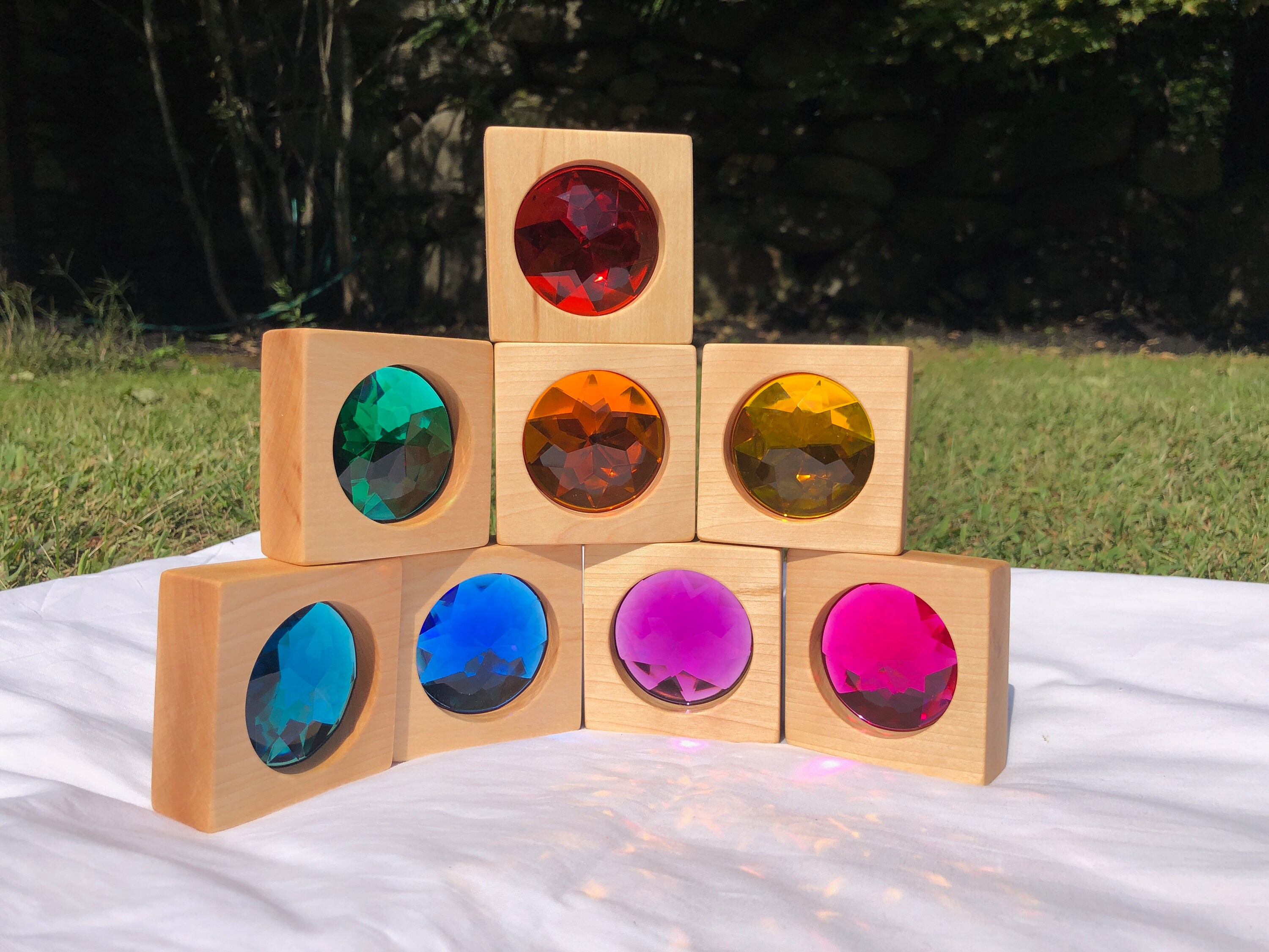 Rainbow Gem Blocks 50mm Wood Blocks Open-ended Block Play - Etsy