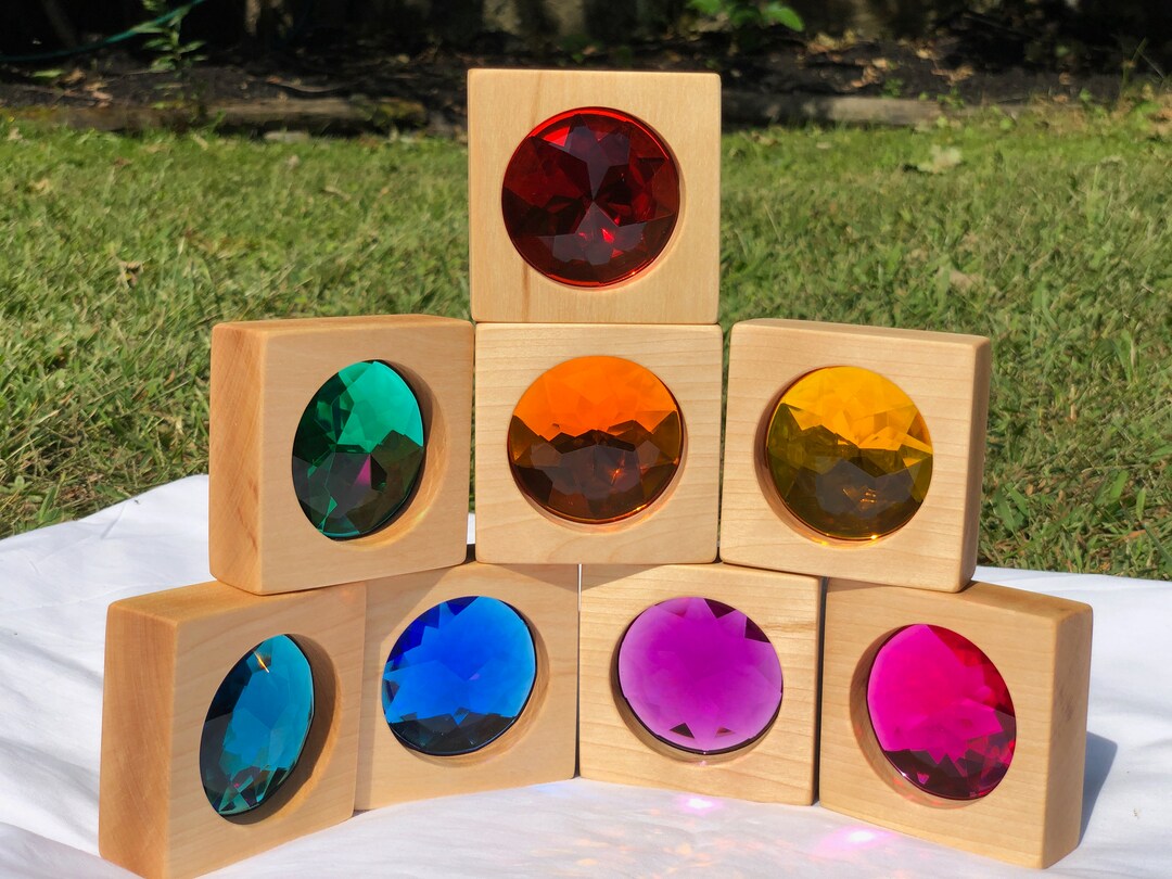 Rainbow Gem Blocks 50mm Wood Blocks Open-ended Block Play - Etsy