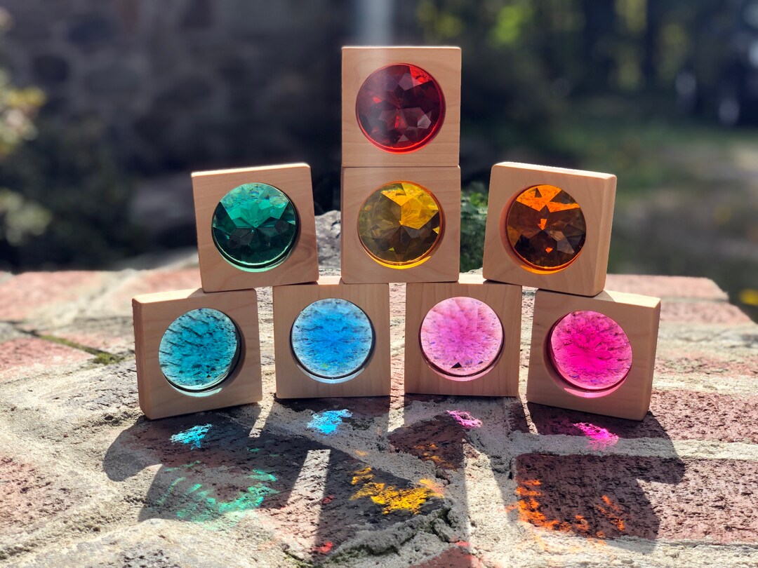 Rainbow Gem Window Blocks -50mm, Wood Blocks, Open-ended, Block Play ...