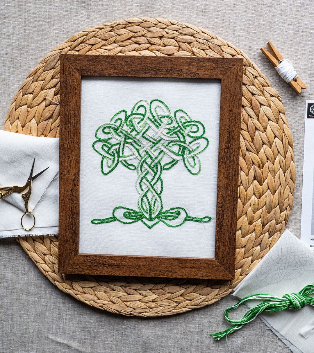 Celtic Tree of Life, DIY Embroidery Kit, Craft Kit | Green Variegated ...