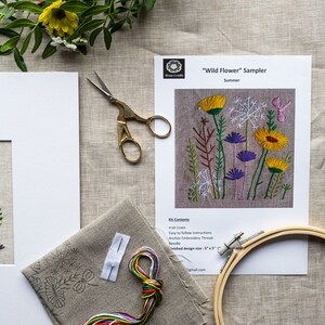 Wild Flower Garden Irish Linen Stamped Embroidery Kit | Embroidery ...