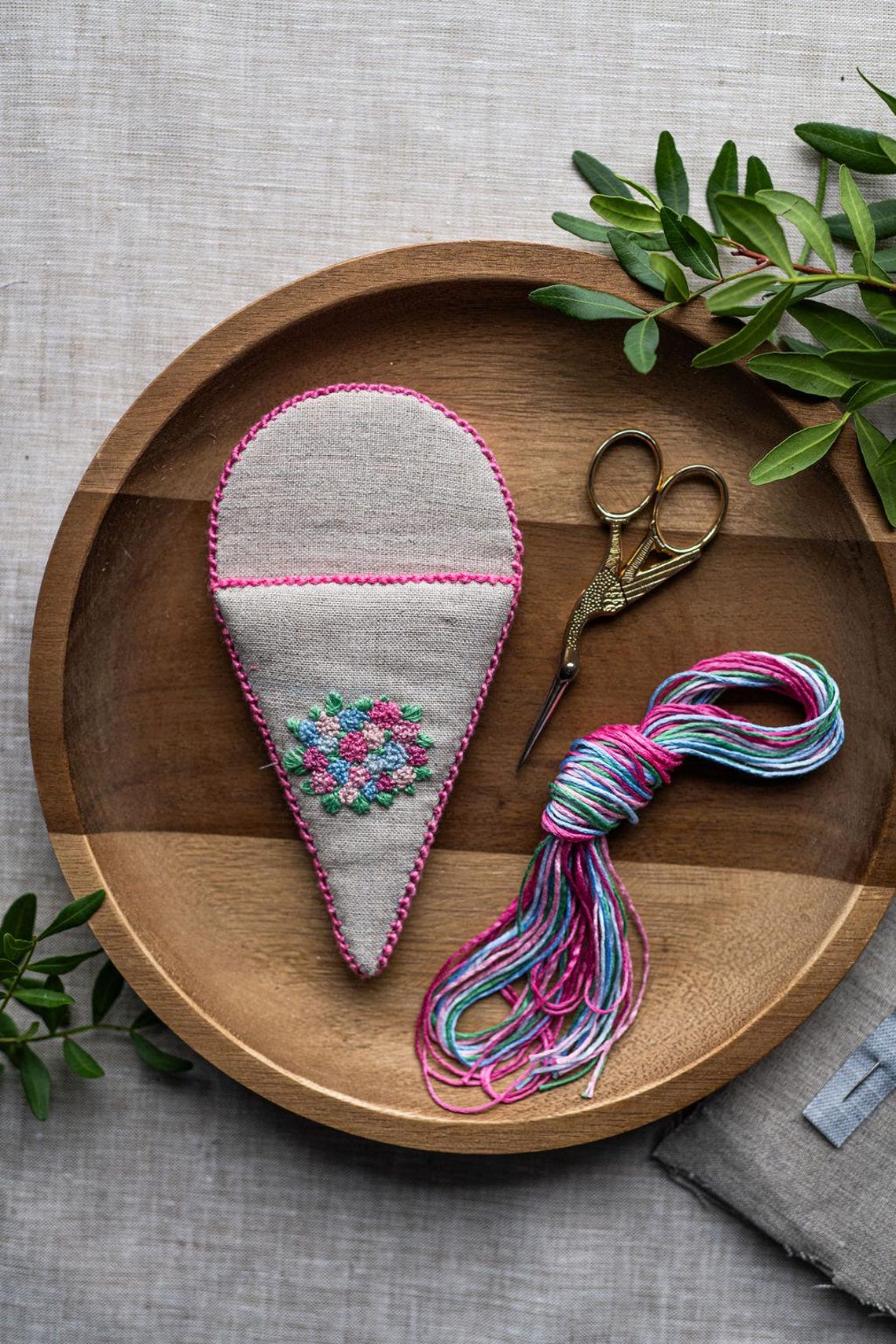 Hydrangea Floral Scissor Keeper DIY Kit | Linen Embroidery Pack - Etsy