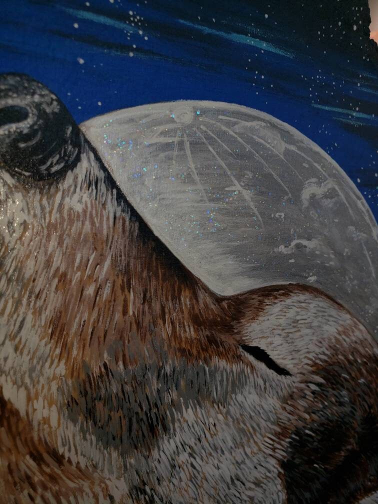 Howl at the Moon - Wolf Howling Moon Acrylic Painting on Wood - Etsy