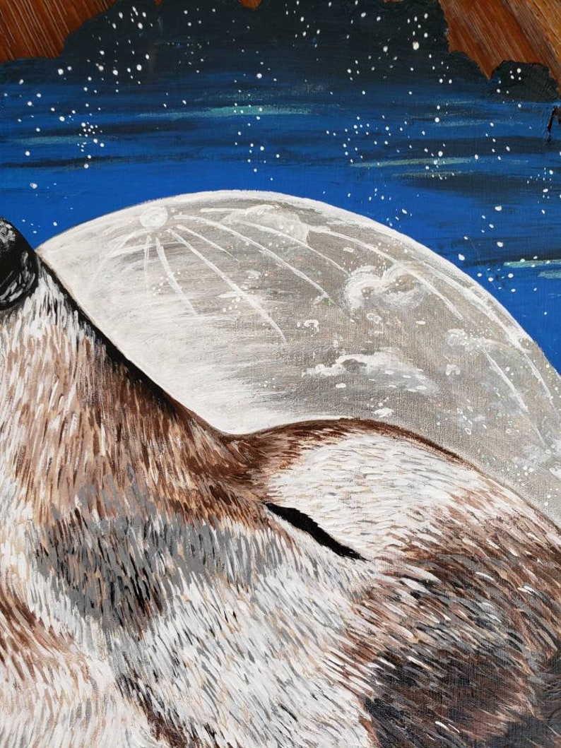 Howl at the Moon - Wolf Howling Moon Acrylic Painting on Wood - Etsy