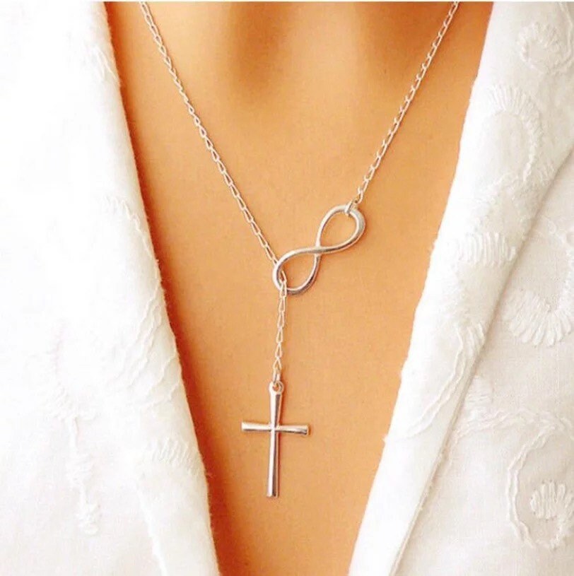 Beautiful Cross and Infinity Necklace Infinity Cross Lariat - Etsy