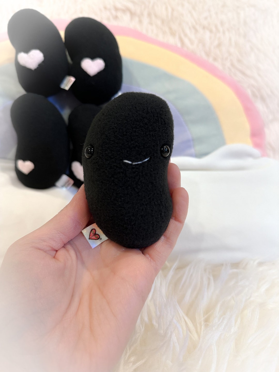 Black Jelly Bean Plush: Kawaii Baby Bean - Beantown Buddies - Etsy