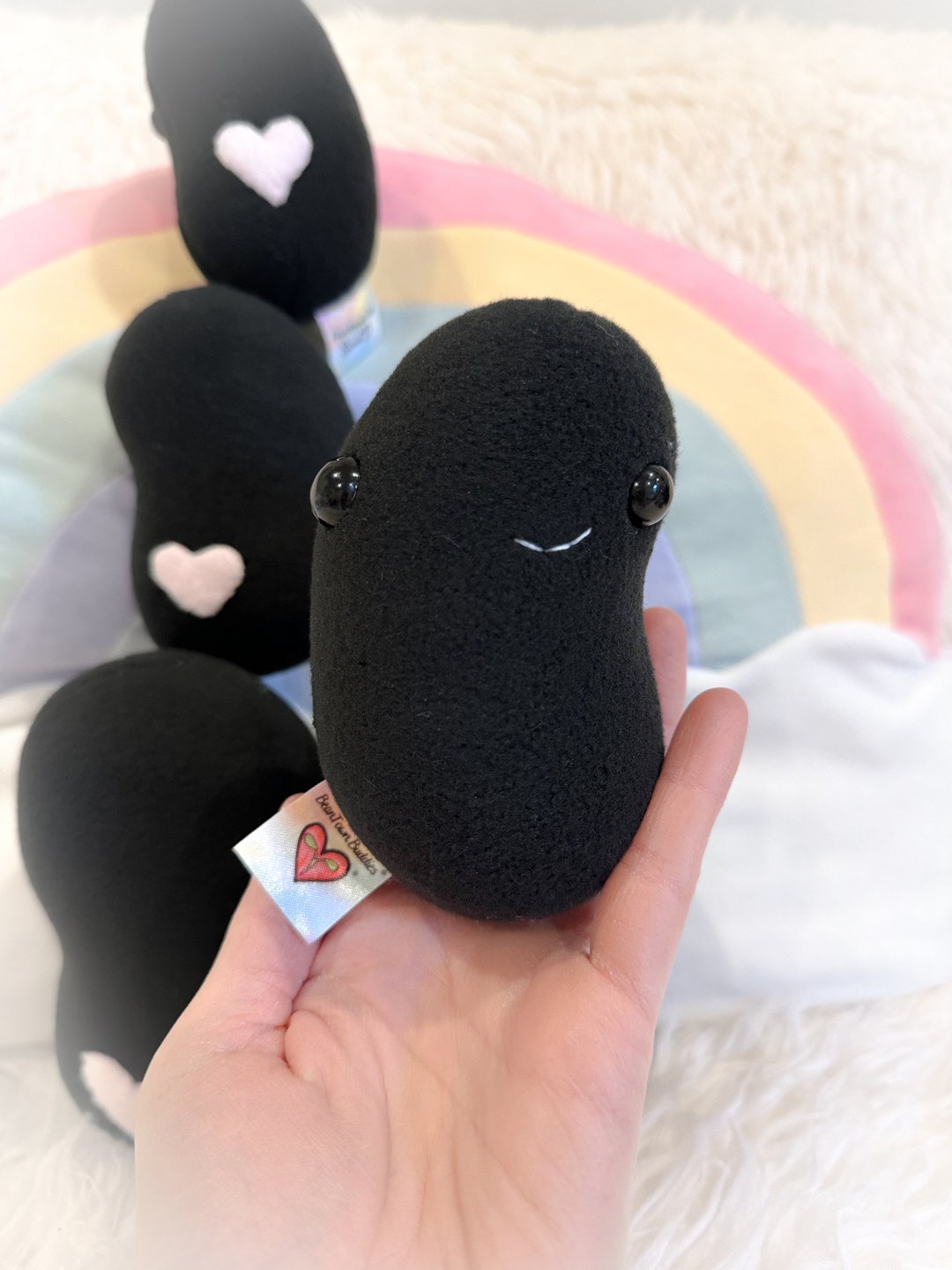 Black Jelly Bean Plush: Kawaii Baby Bean - Beantown Buddies - Etsy