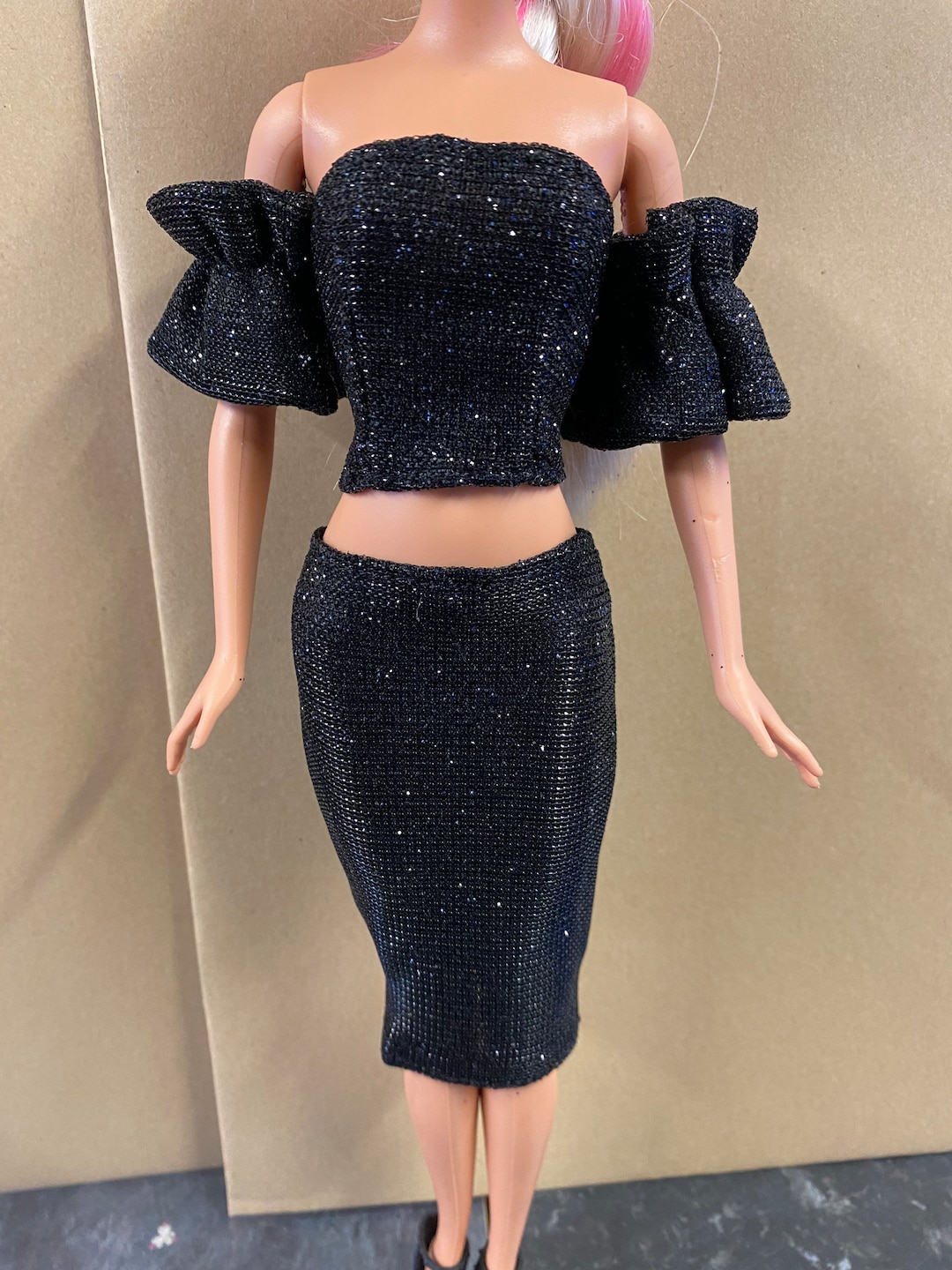 Dolls 4 Piece Black Sparkly Body on Midi Skirt Outfit With Sleeves ...