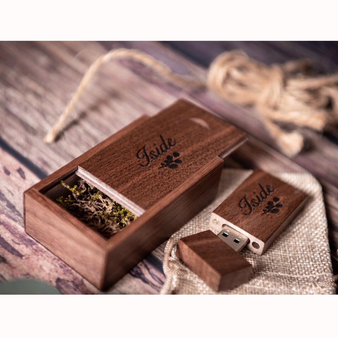 Box USB Stick Wooden Flash Drive Personalized Engraving 32GB in Walnut ...