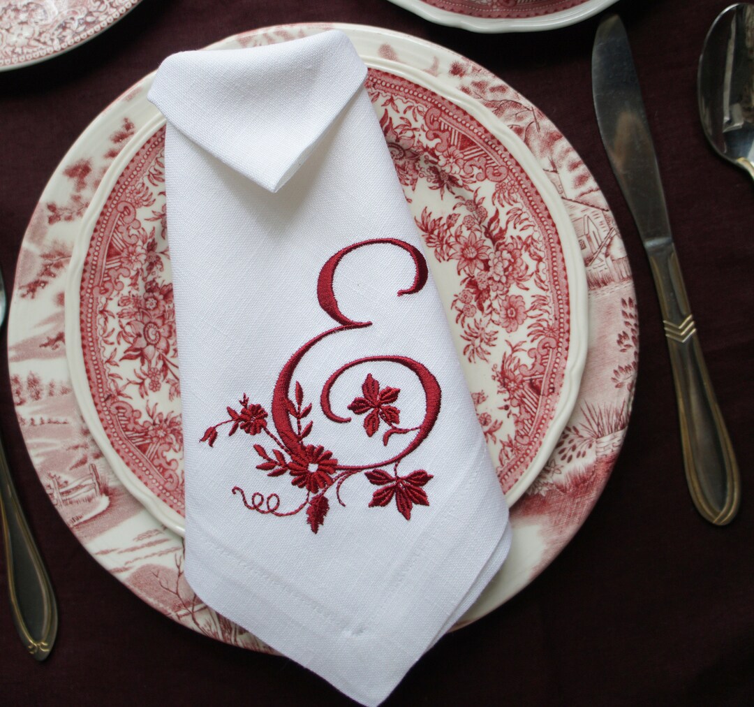 Personalized Embroidery on a White Napkin, Monogrammed Napkin, Birthday ...