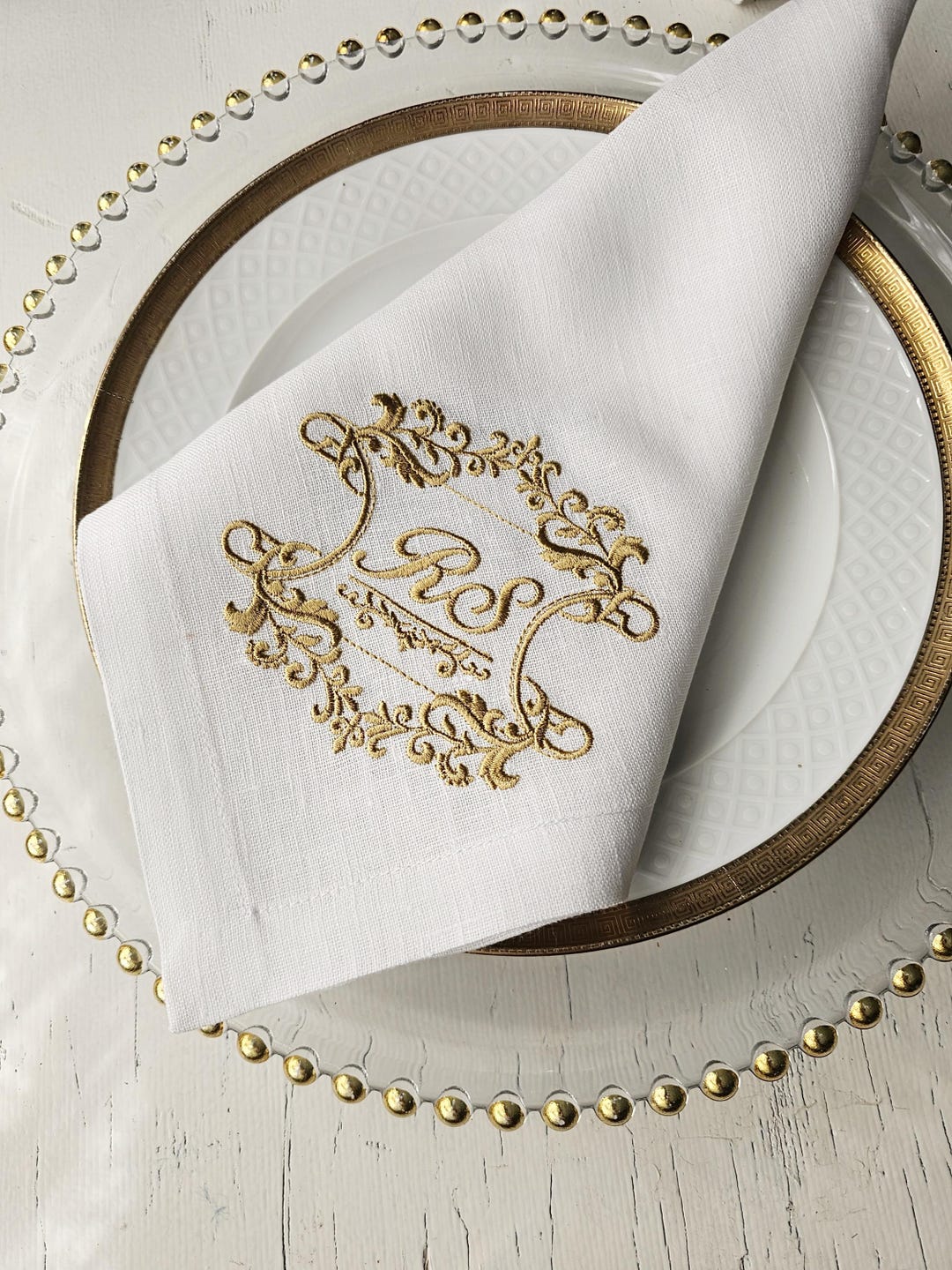Frame Monogram Embroidered Napkins, Monogrammed Napkins, Personalized ...