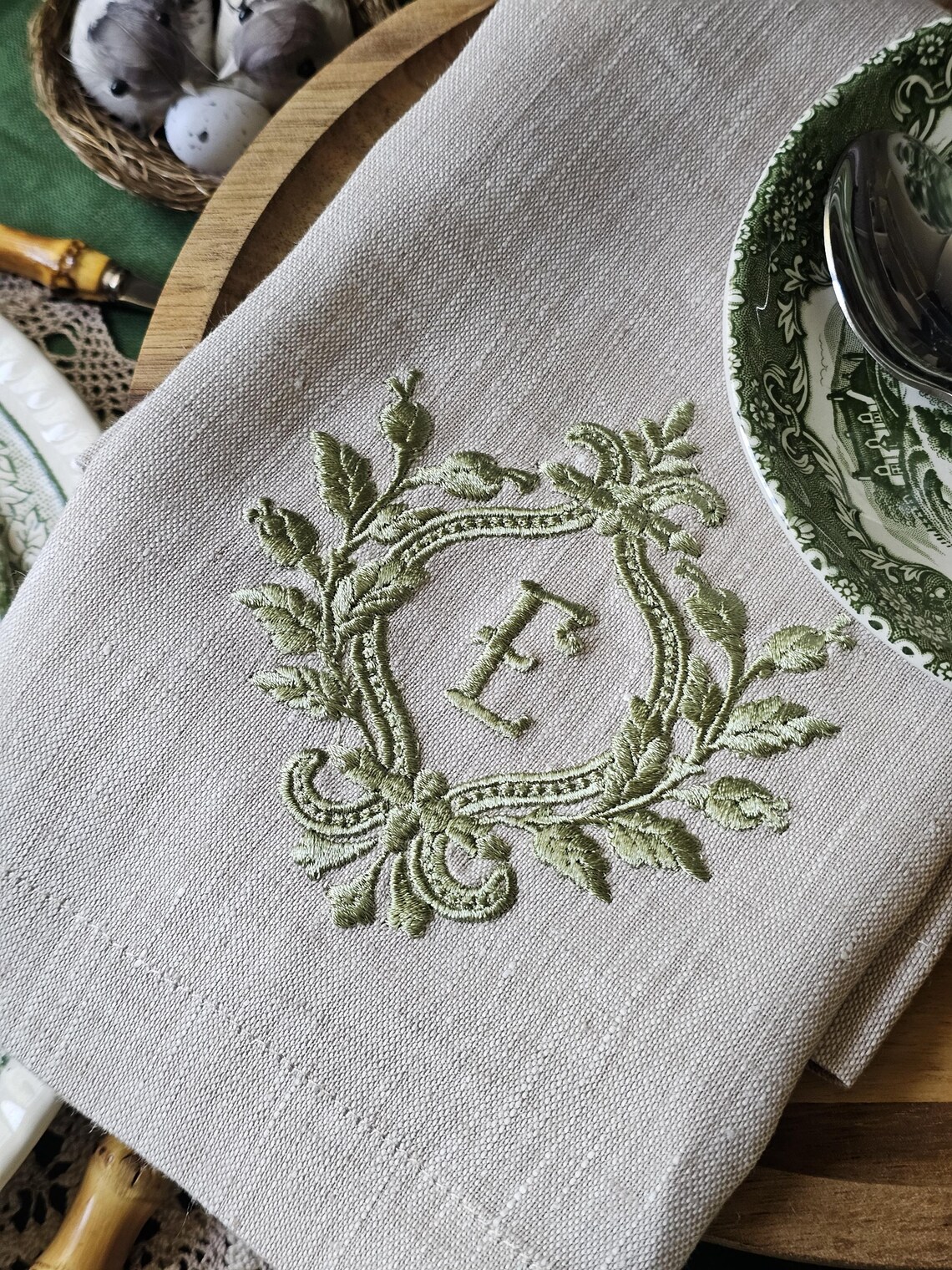Monogrammed Linen Napkins: Embroidered Cloth Table Decoration - Etsy