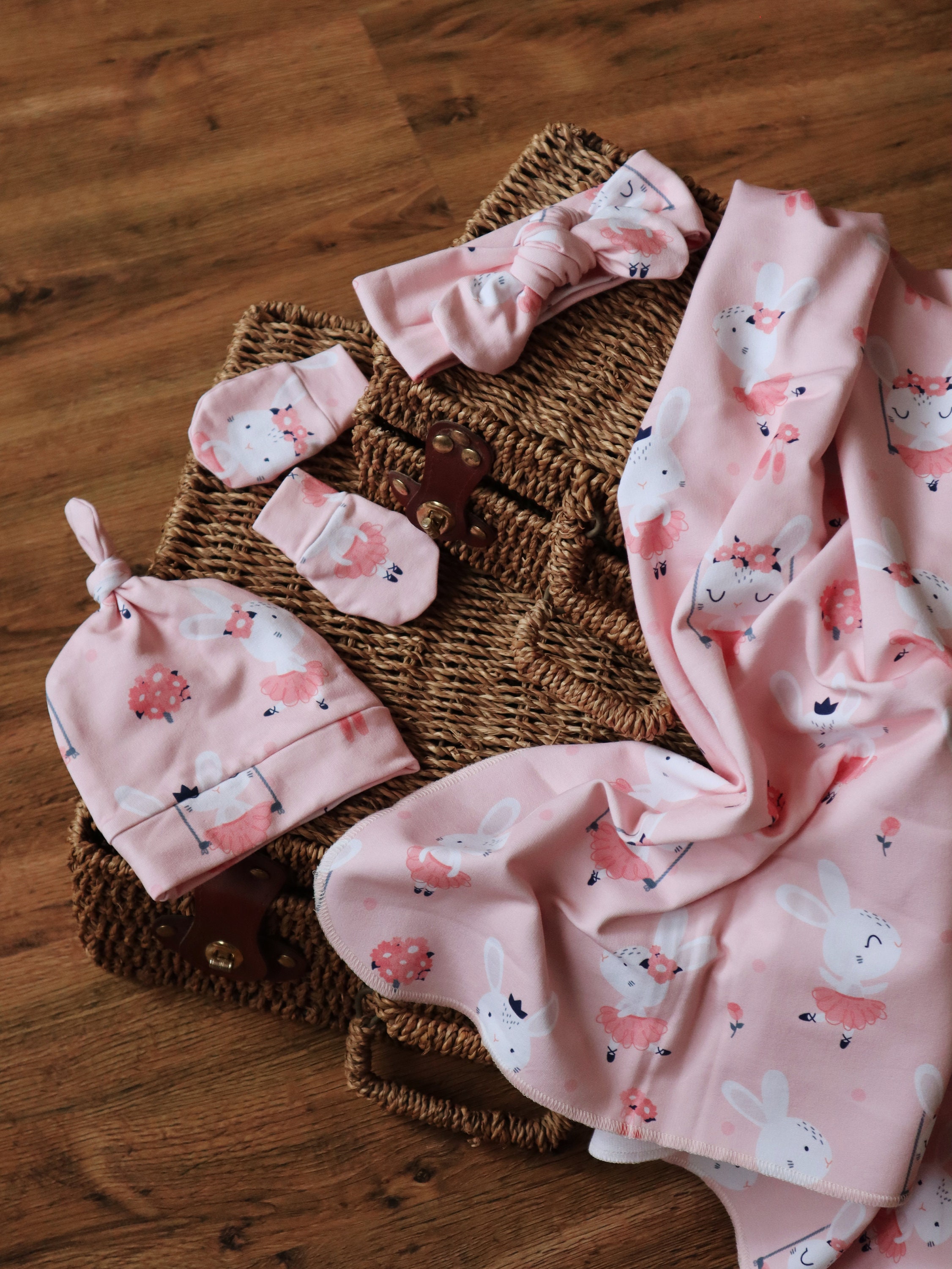 Pink Swaddle Blanket Pink Swaddle and Headband Bunny Baby - Etsy