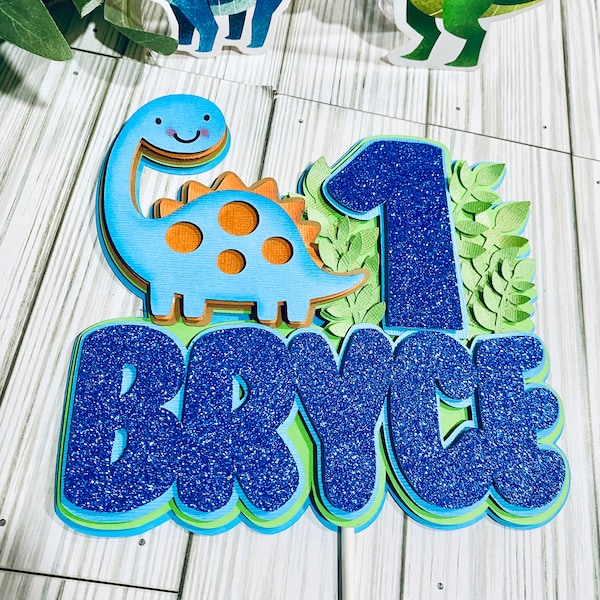 First Birthday Dinosaur Cake Topper - Etsy