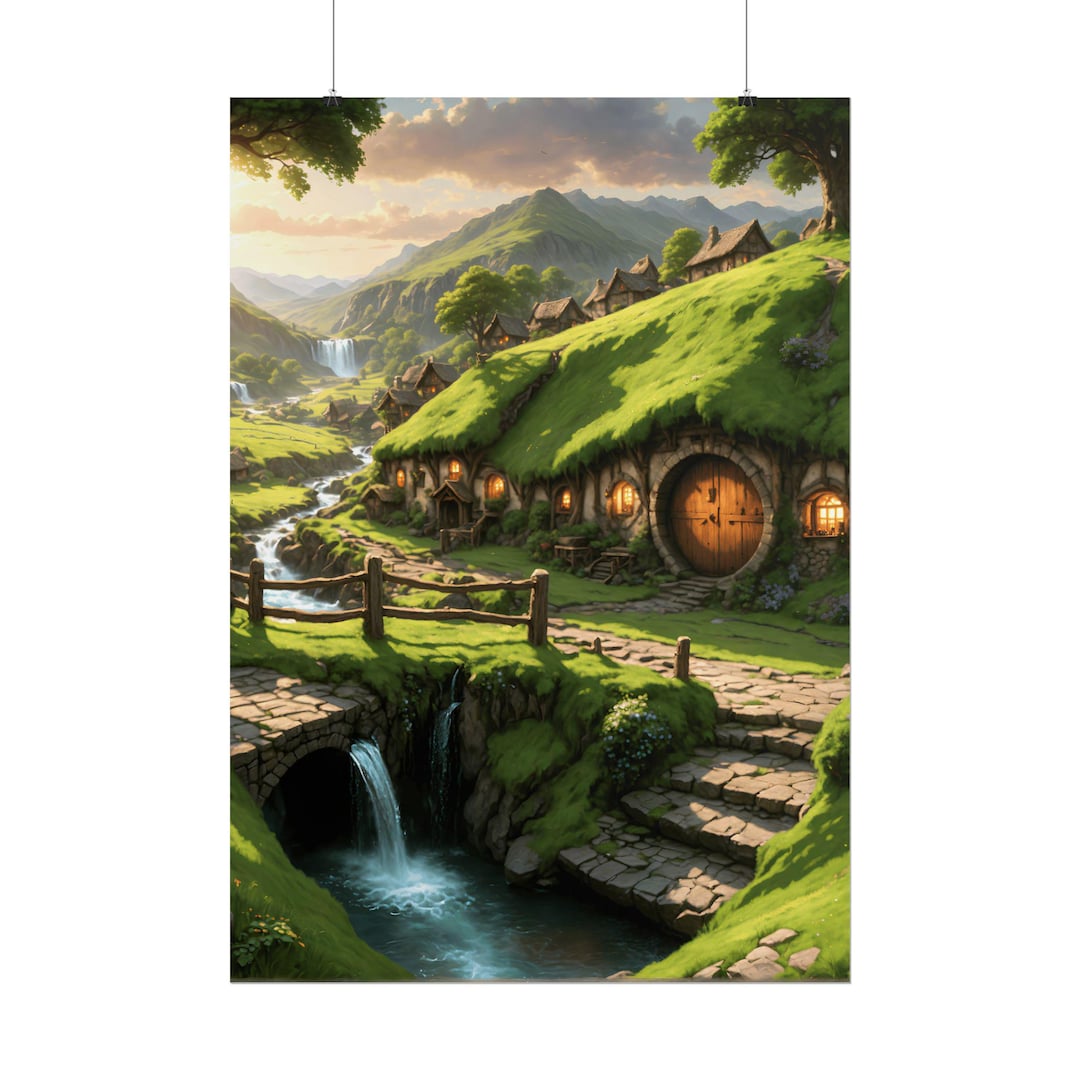 The Shire Poster Baggins Poster, Bag End LOTR Poster Print Hobbit ...