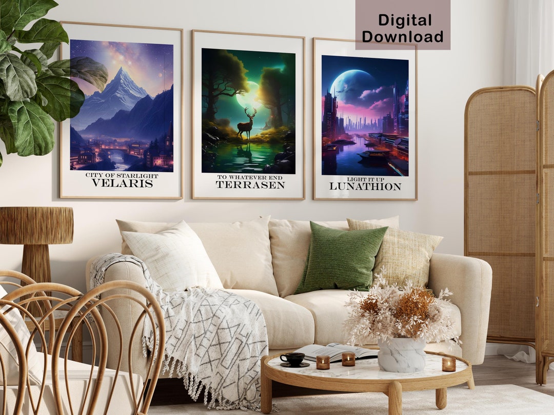 3 Bundle SJM Travel Poster, Lunathion Poster, a Court Print, Digital ...