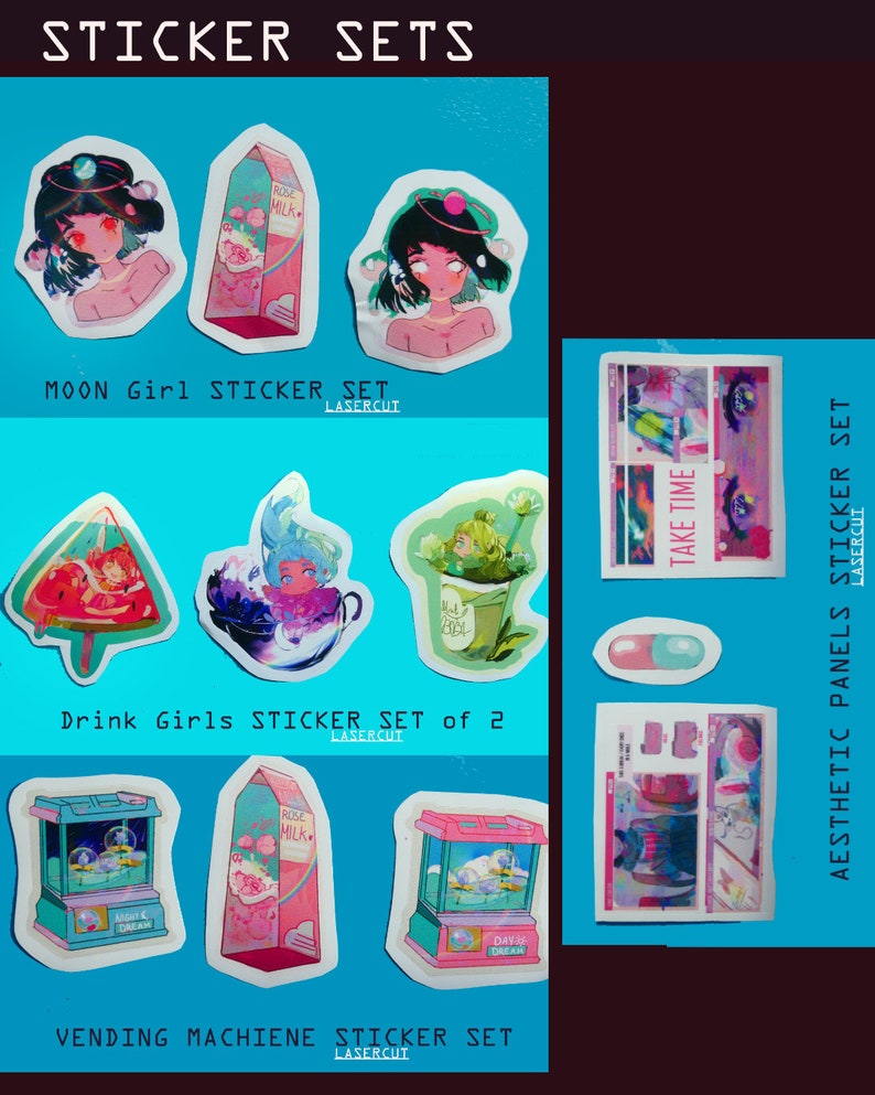 Different VINYL Sticker Sets 2-3 Stickers in Each | Etsy