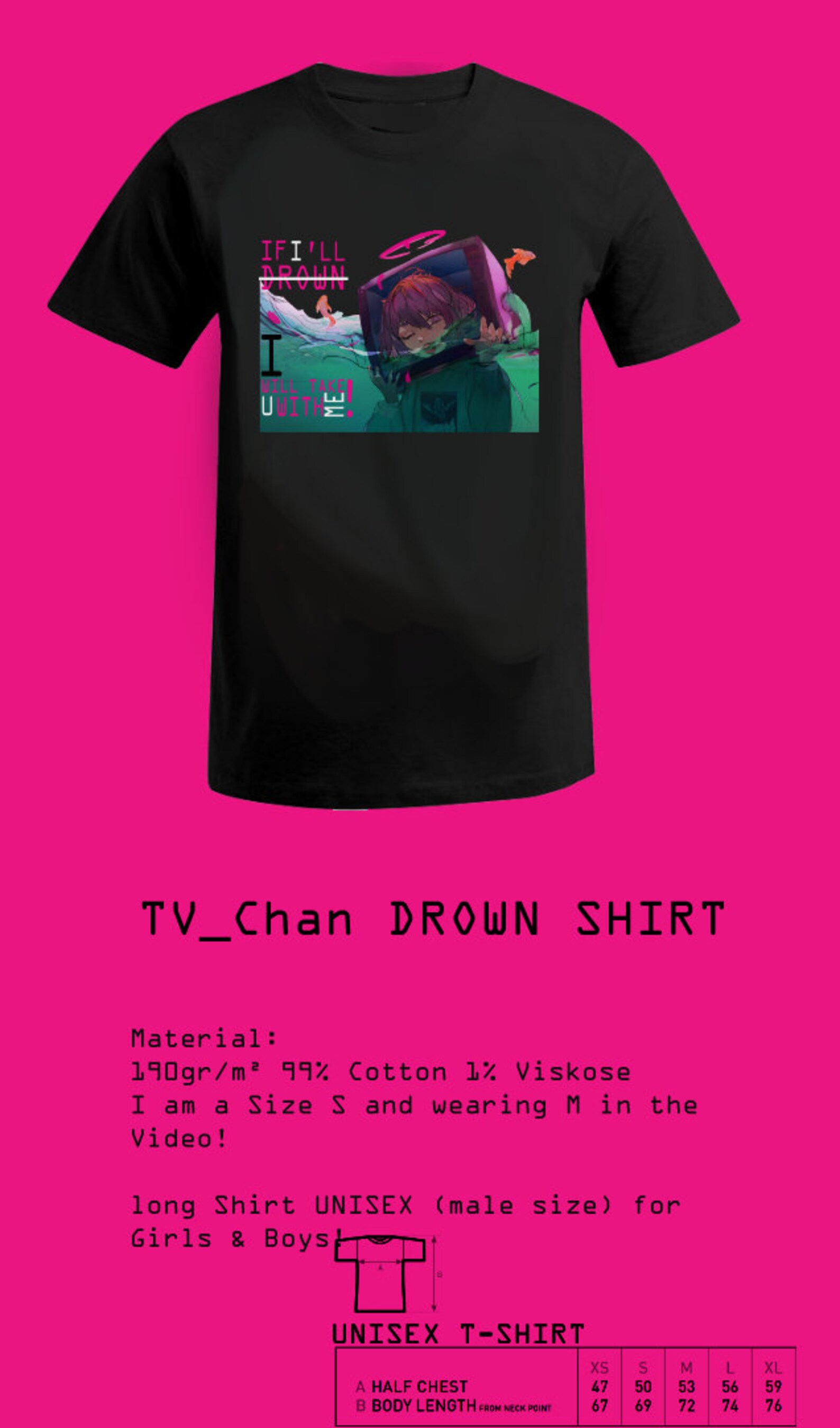 Tv-chan UNISEX T-shirt Black Harajuku Art Shirt Manga - Etsy