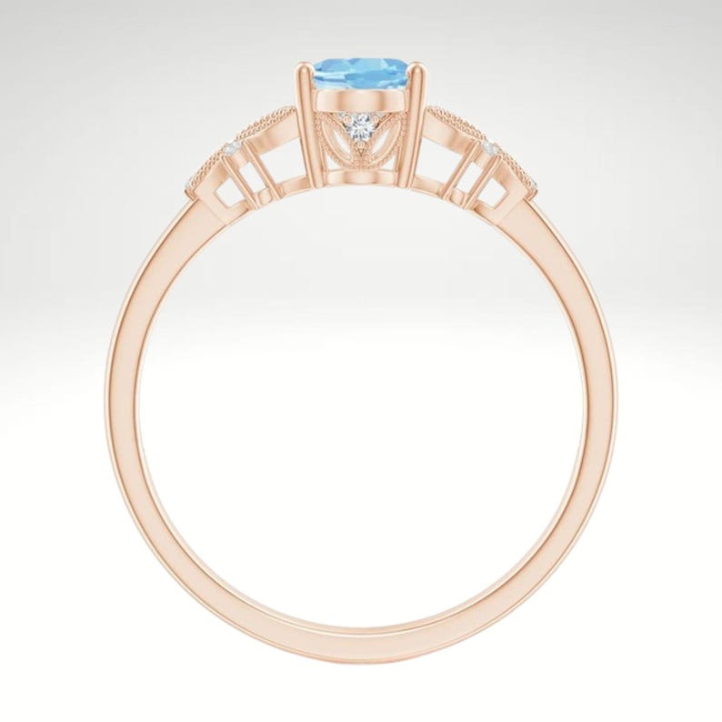 Vintage Aquamarine Ring – 14k Gold Vermeil, Butterfly & Leaf Design - Etsy