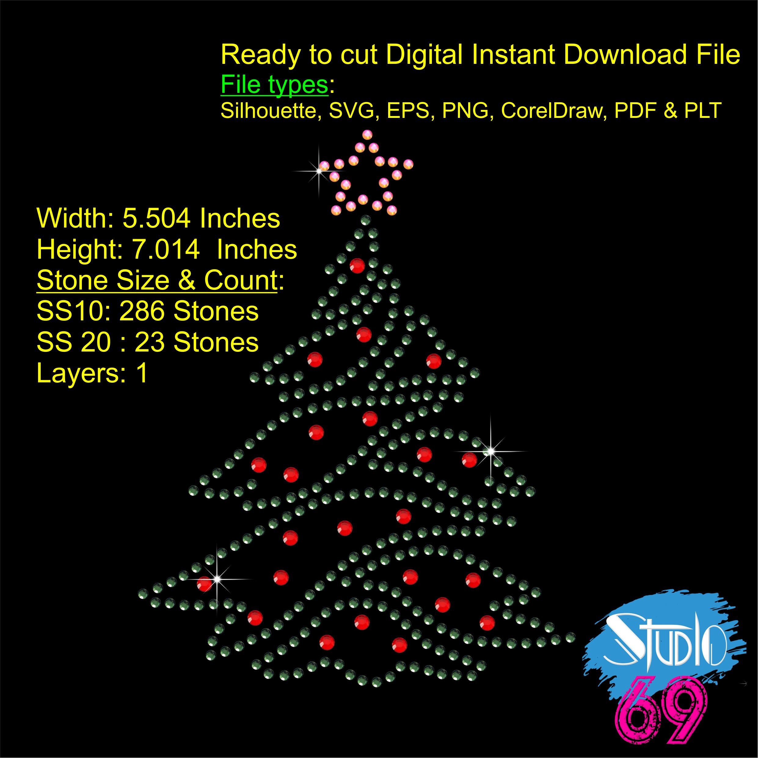 Instant Download Christmas Design Tree1 to Make Hotfix Rhinestone ...