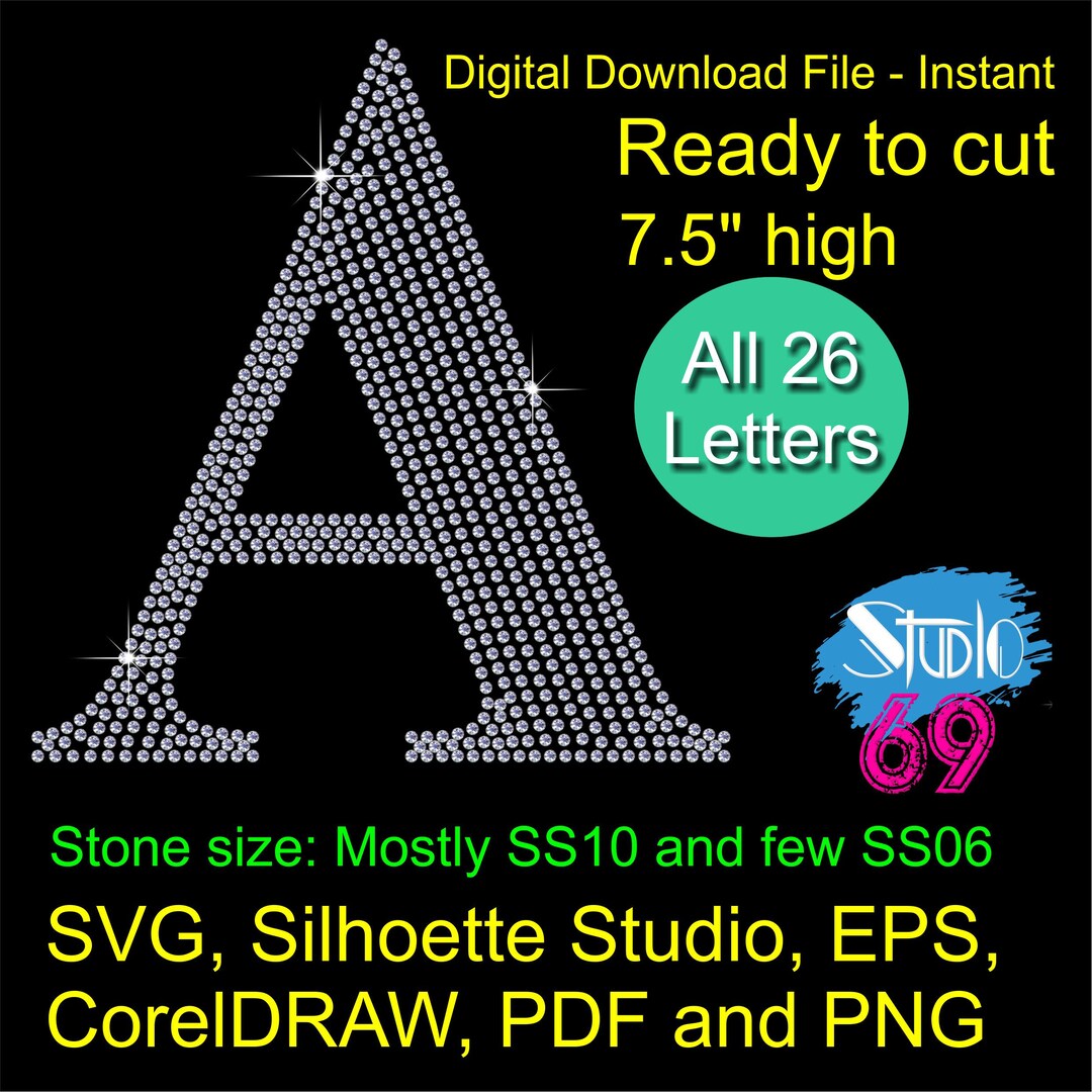 Instant Download Big Letters to Make Rhinestone Transfer Template in ...