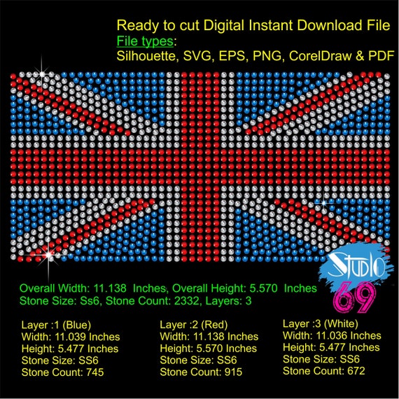 Instant Download Union Jack United Kingdom Flag to Make Hotfix | Etsy