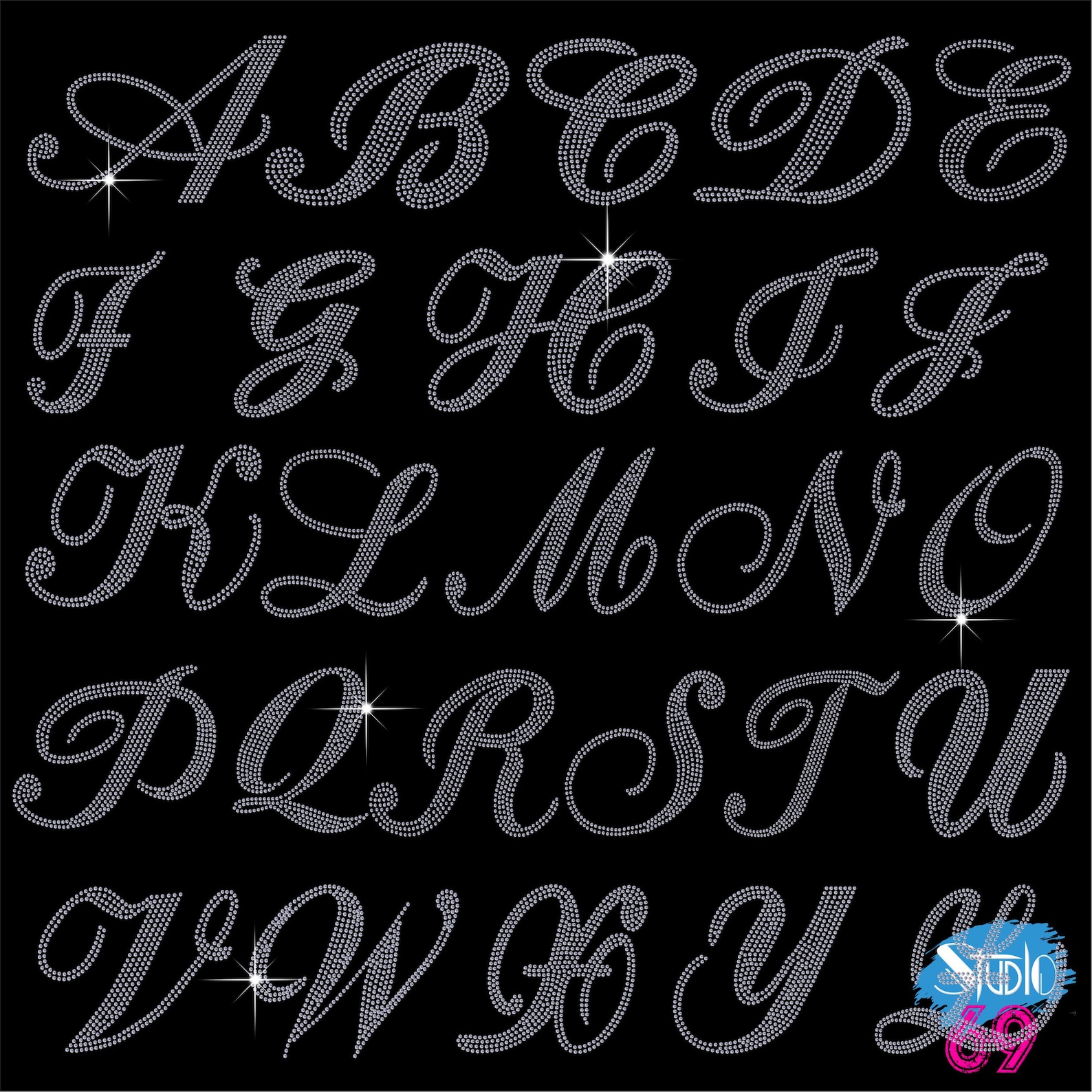 Instant Download Big Fancy Letters to Make Rhinestone Transfer Template ...